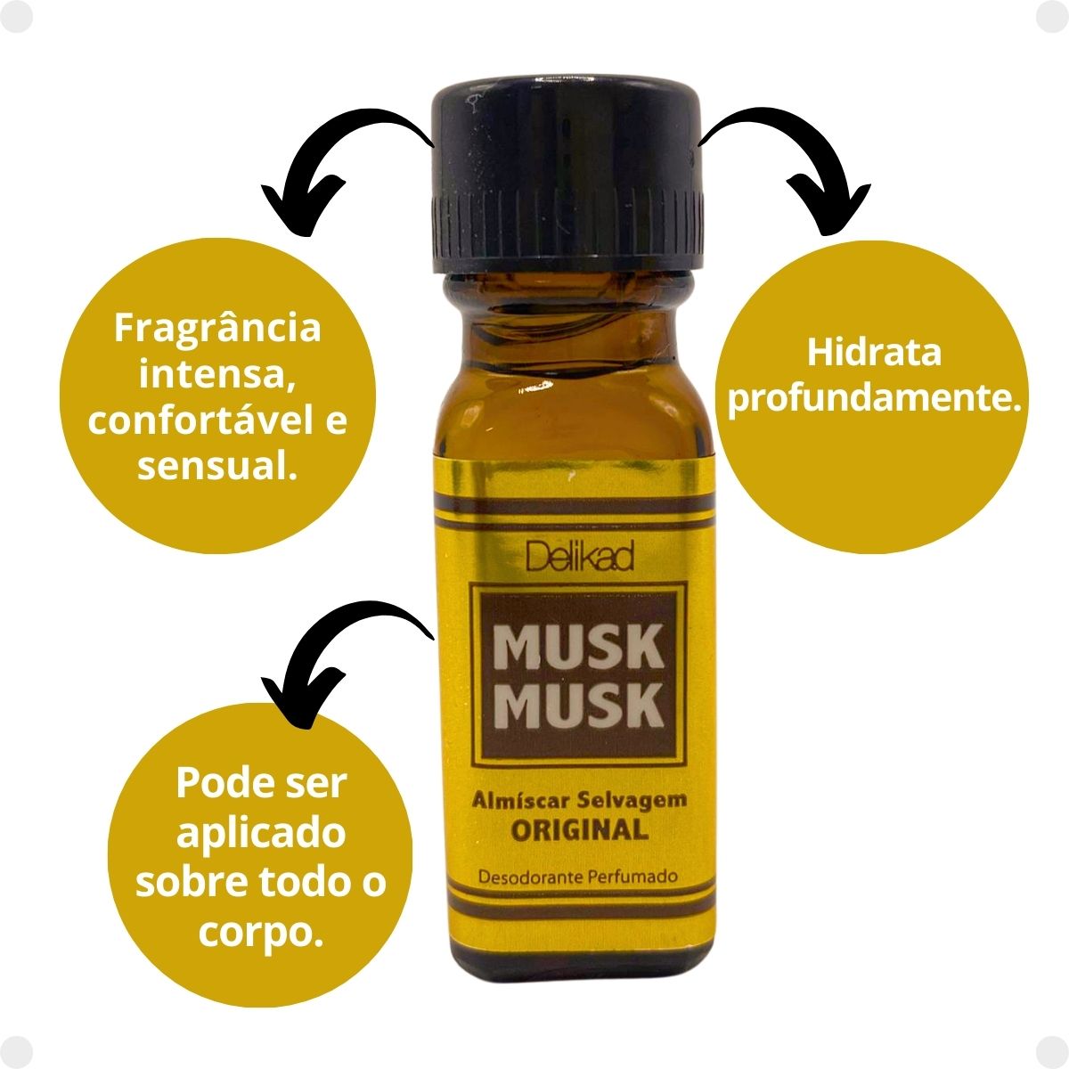 Kit 3 Óleos Perfumados Delikad Musk Almíscar Selvagem 5ml - Teruya ...