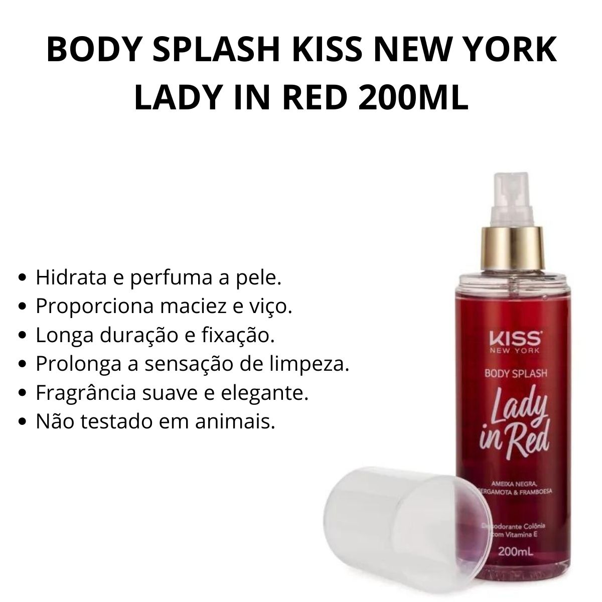 BODY SPLASH KISS NEW YORK LADY IN RED BS01B 200ML - Teruya - Cosméticos ...