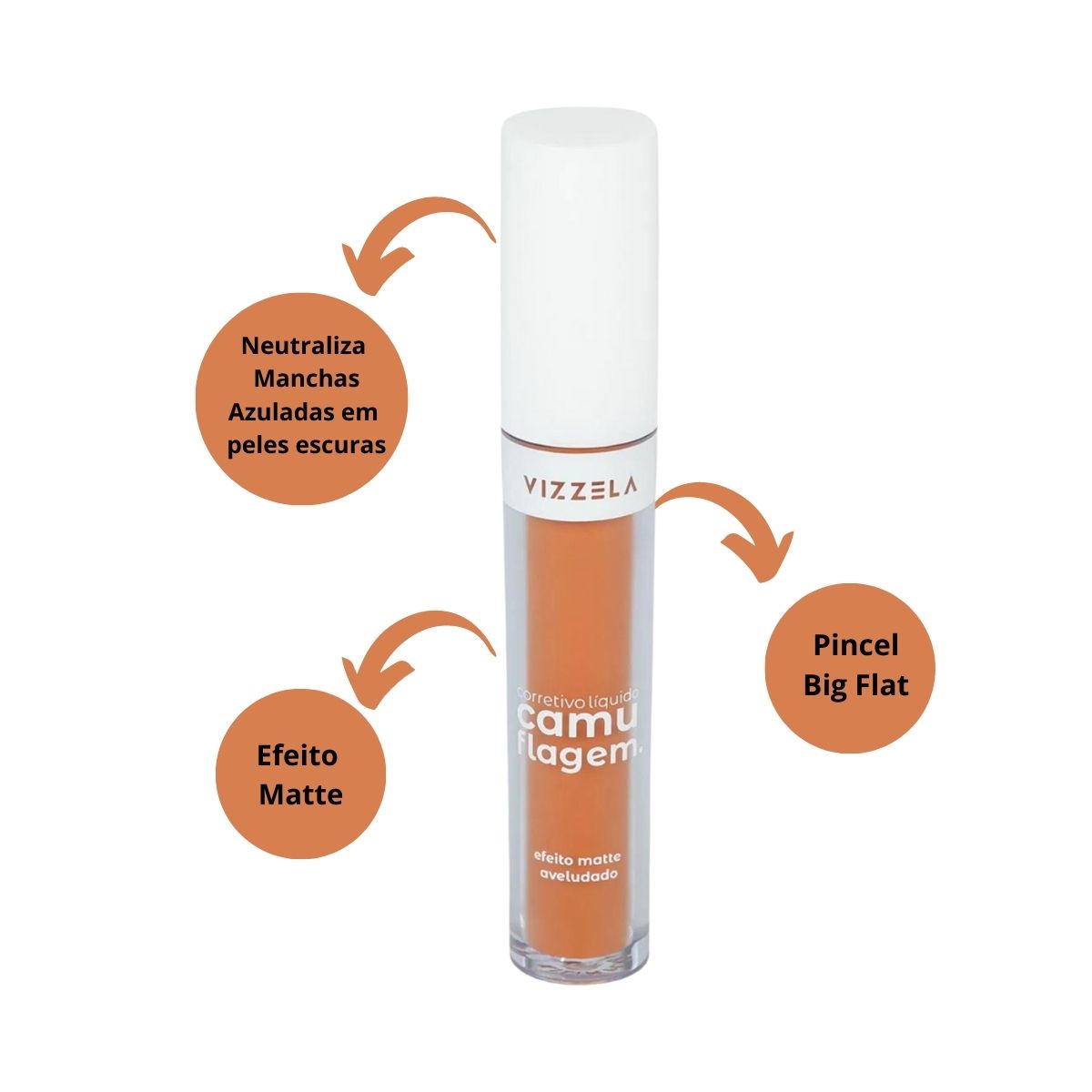 CORRETIVO LÍQUIDO VIZZELA CAMUFLAGEM LARANJA 5G - Teruya - Cosméticos e ...