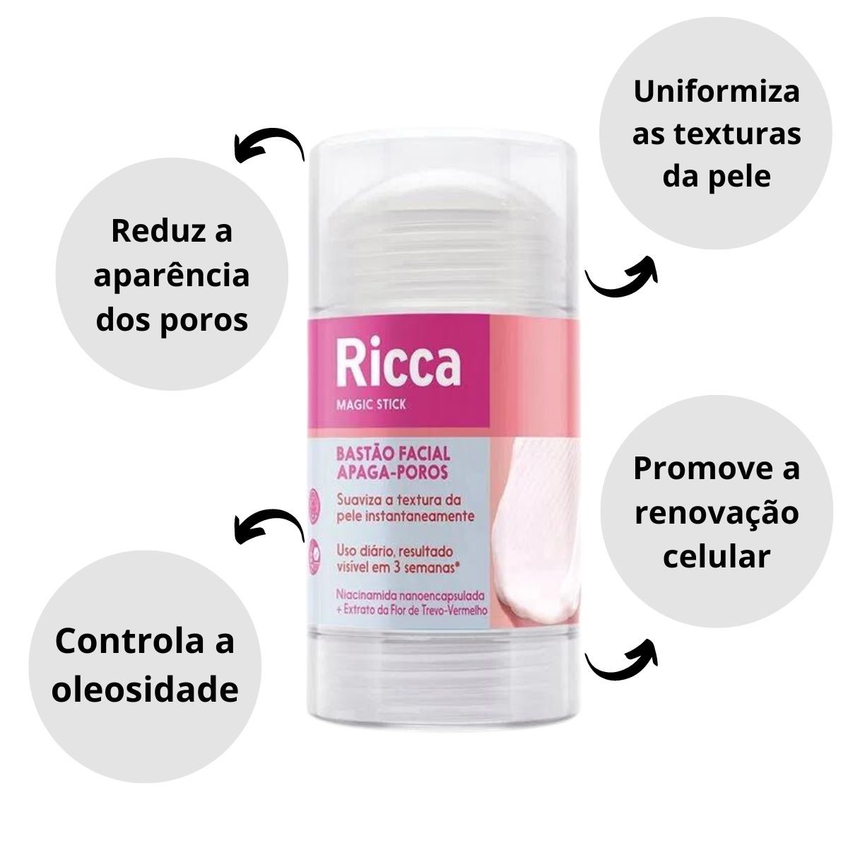 BASTÃO FACIAL RICCA APAGA-POROS 30G CÓD.3808 - Teruya - Cosméticos e ...
