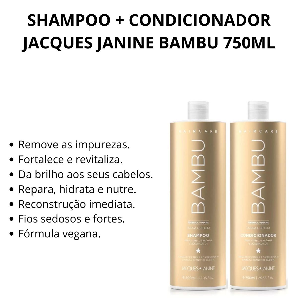 SHAMPOO + CONDICIONADOR JACQUES JANINE HAIR CARE BAMBU 750ML - Teruya ...