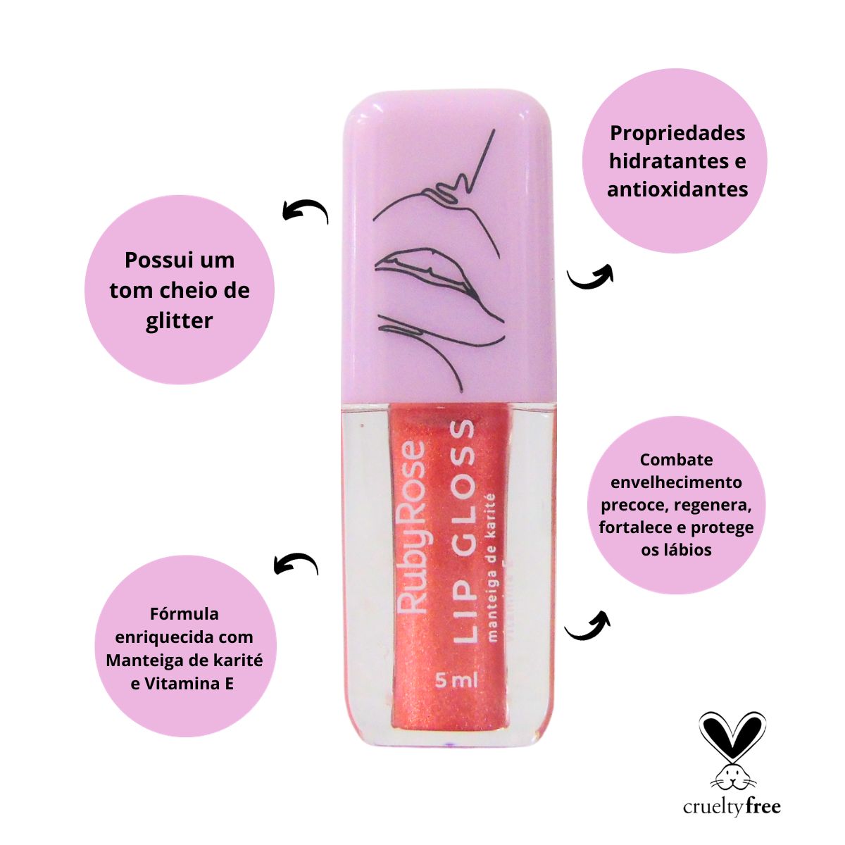 LIP GLOSS RUBY ROSE FLAME 5ML - Teruya - Cosméticos e Perfumaria