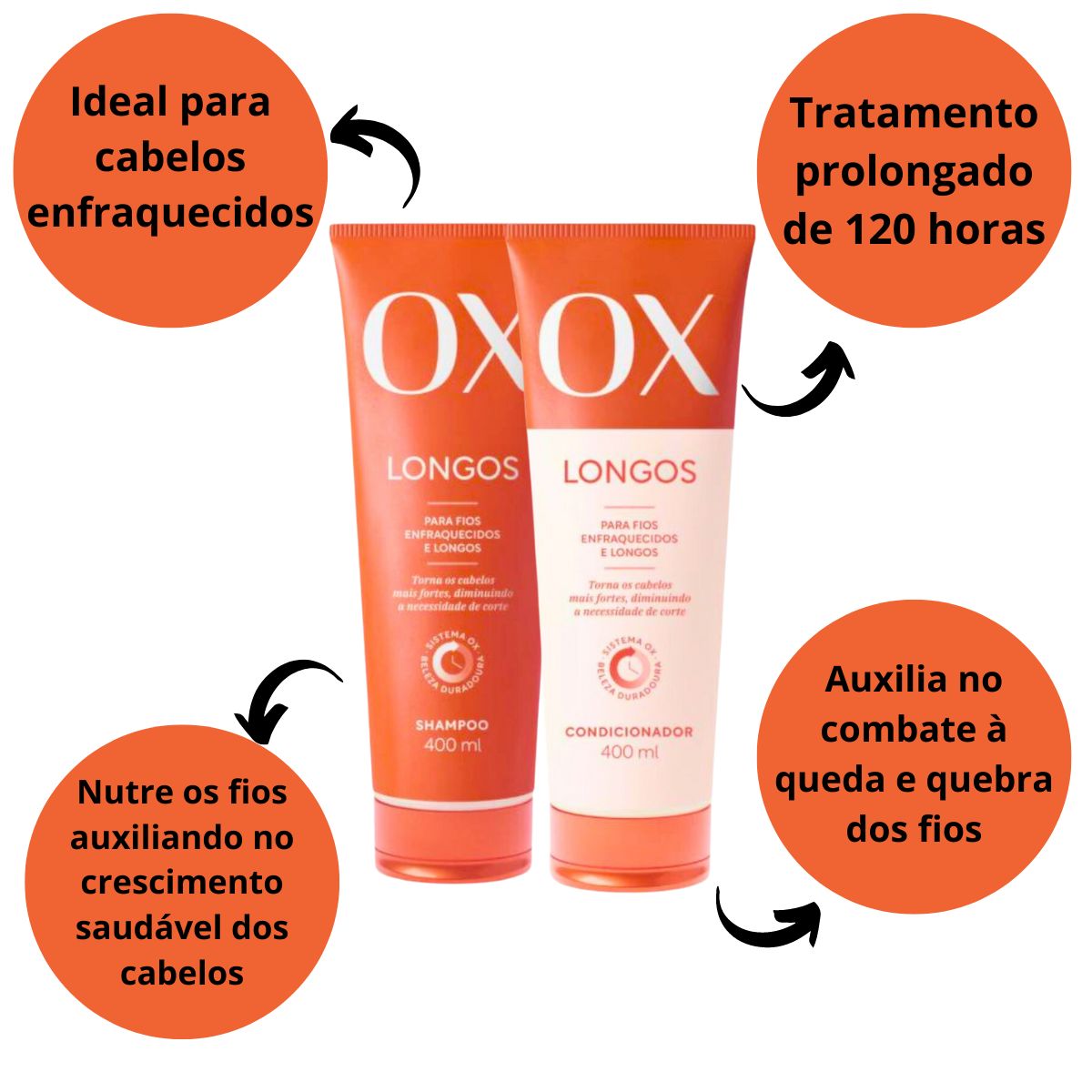 SHAMPOO + CONDICIONADOR OX LONGOS 400ML - Teruya - Cosméticos e Perfumaria