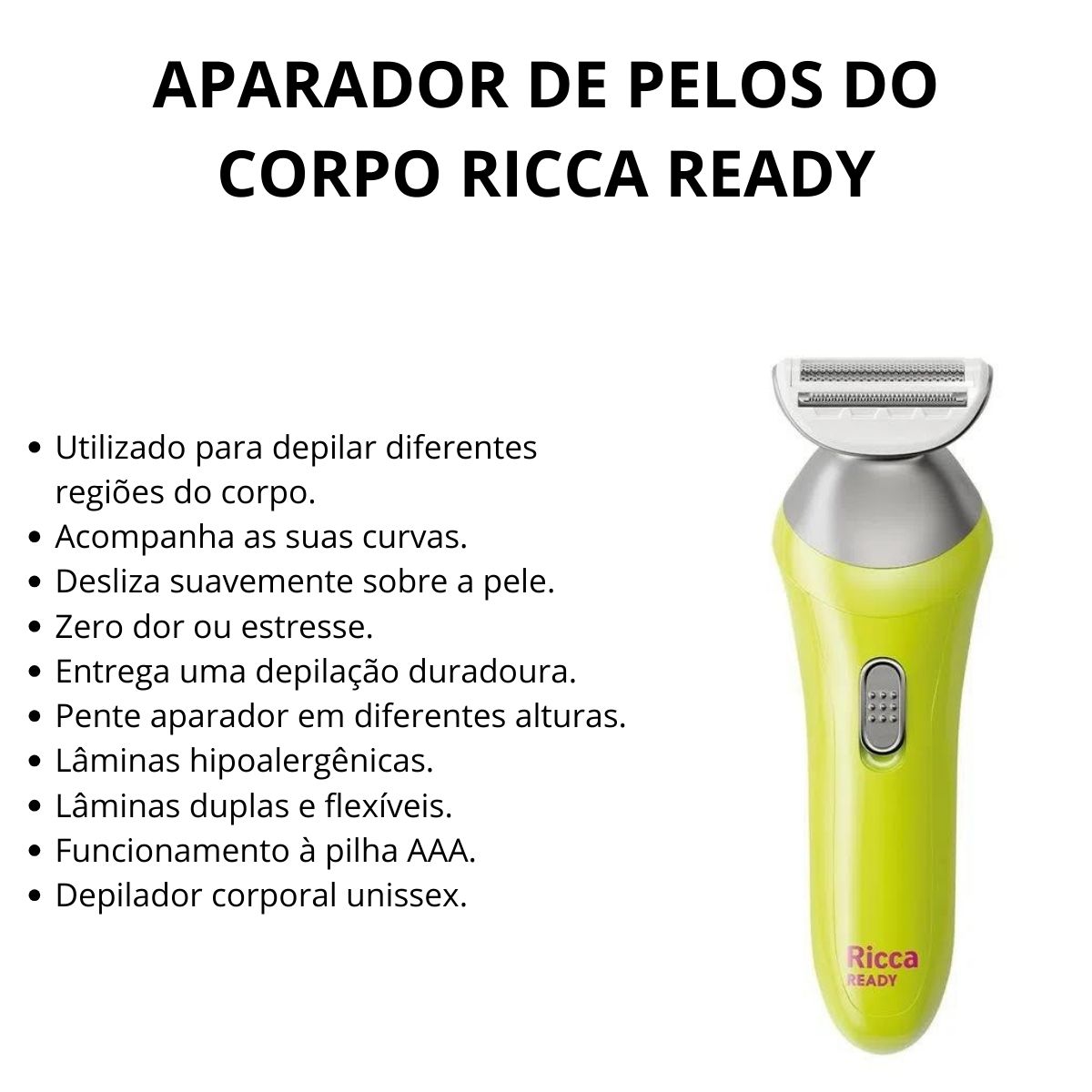 APARADOR DE PELOS DO CORPO RICCA READY - Teruya - Cosméticos e Perfumaria