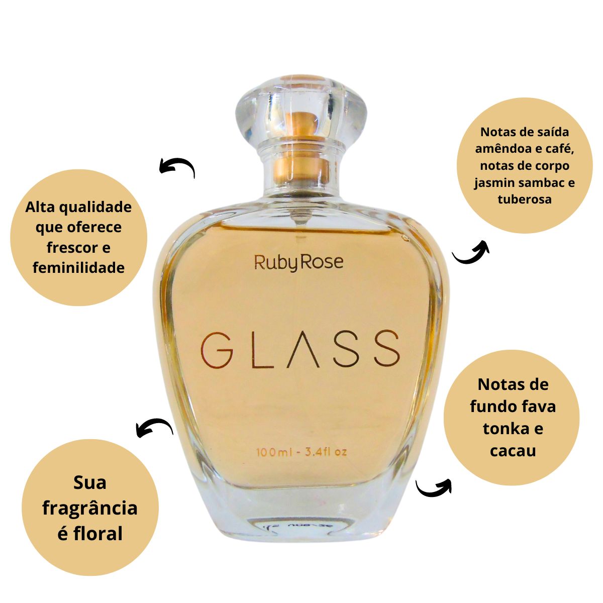 COLÔNIA RUBY ROSE GLASS 100ML - Teruya - Cosméticos e Perfumaria