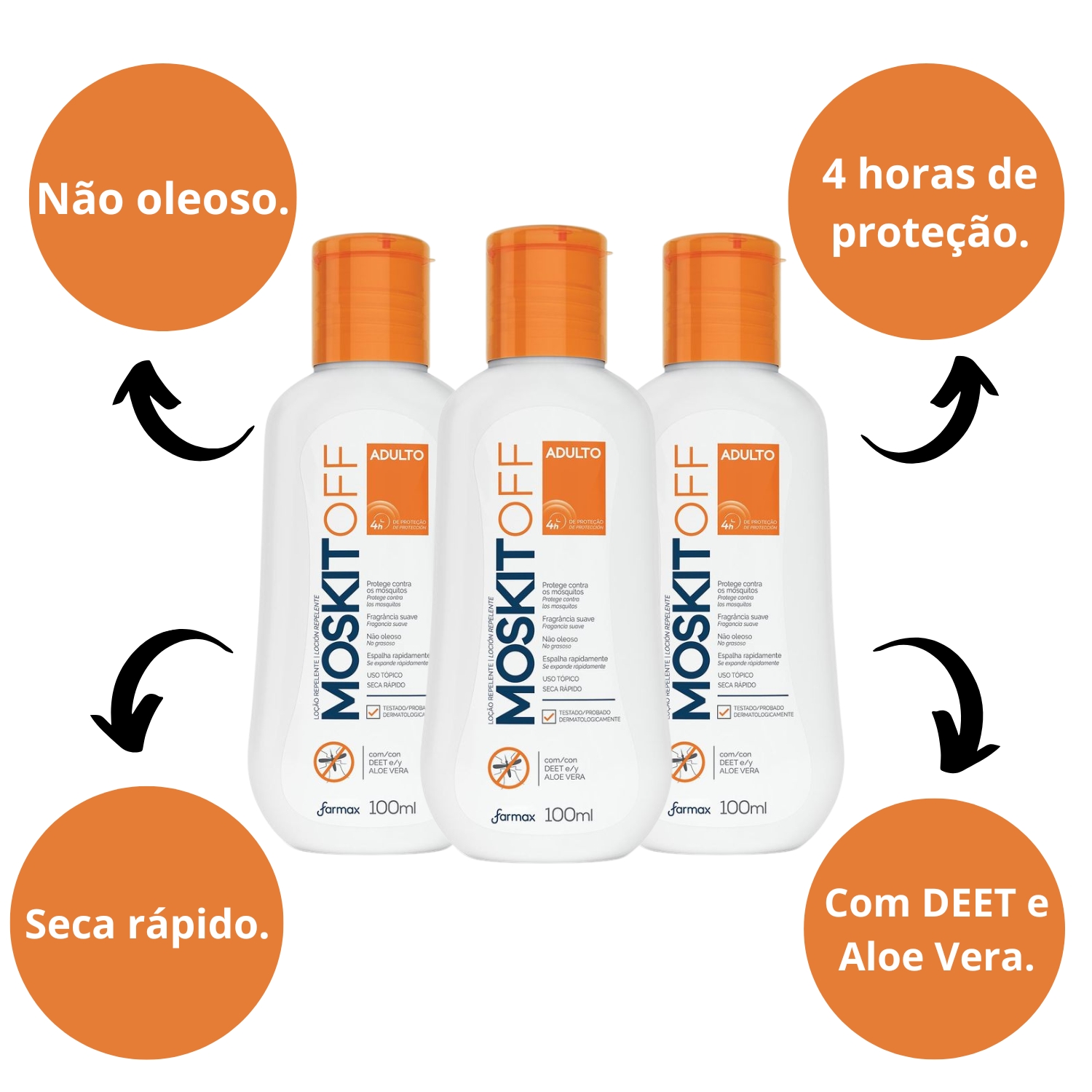 Kit Loção Repelente Moskit Off Adulto 100ml Com 3 - Teruya - Cosméticos ...