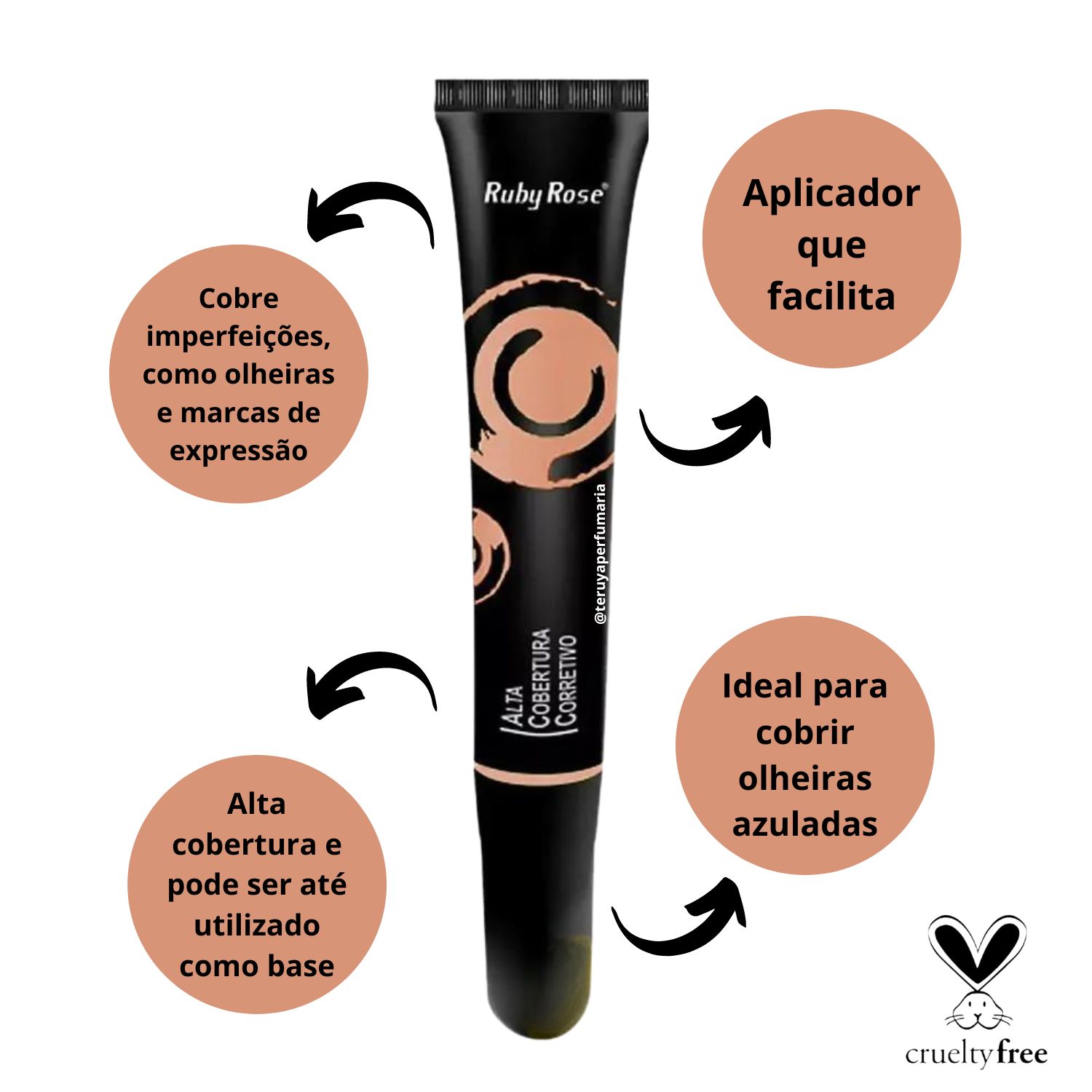 Corretivo Alta Cobertura Ruby Rose 4 Laranja 13ml - Teruya - Cosméticos ...