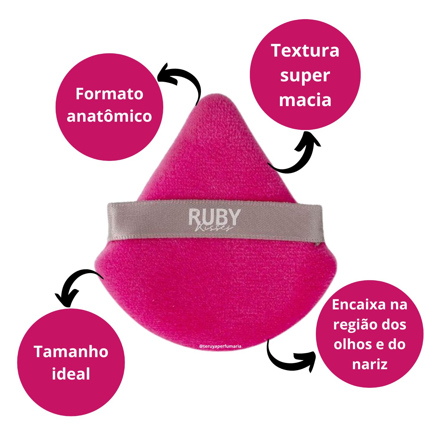 Esponja Puff Para Pó Ruby Kisses Triangular - Teruya - Cosméticos e ...