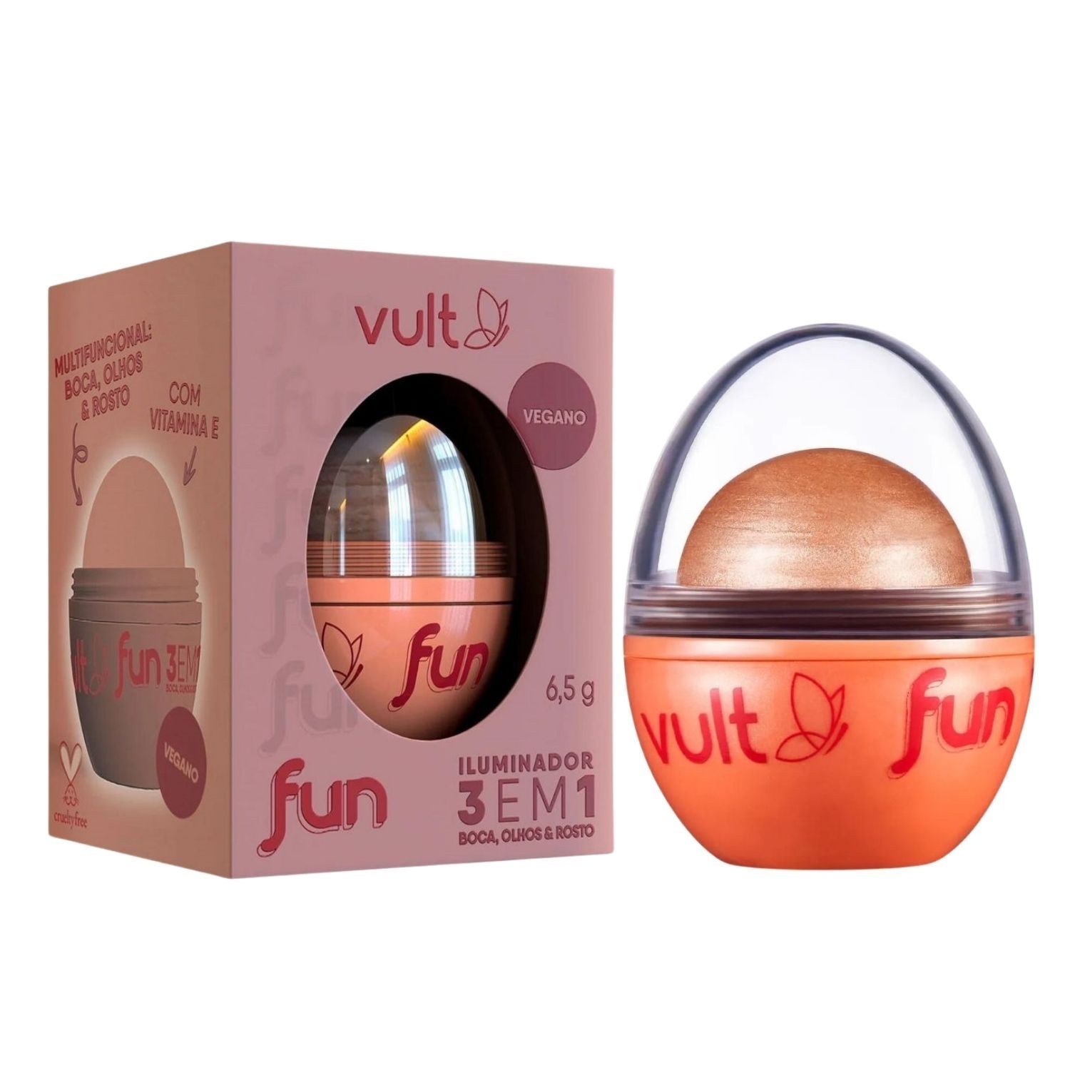 Kit Iluminador 3 em 1 Vult Fun Rose Iluminada + Dourado Radiante 6,5g ...