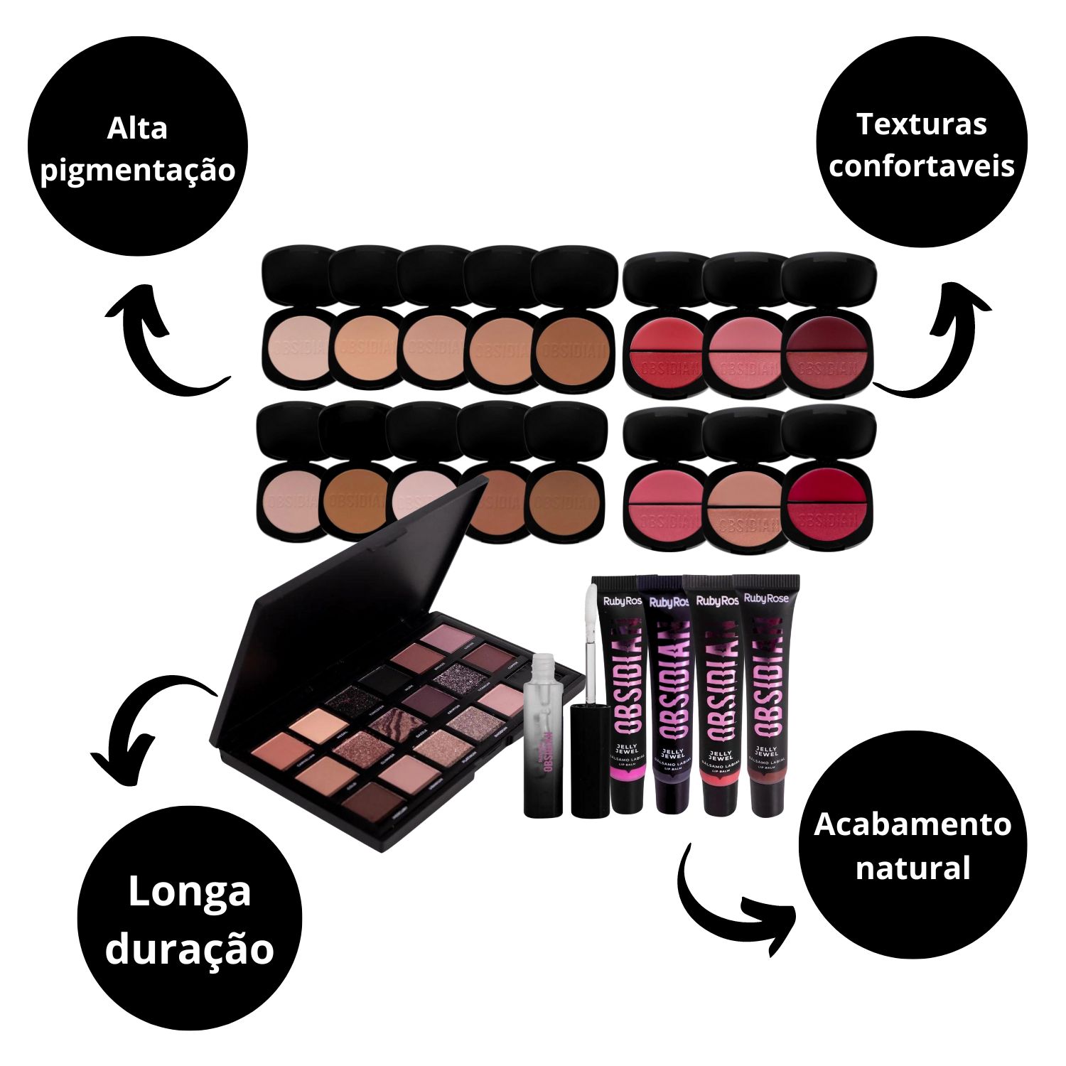Kit Ruby Rose Obsidian Com 22 - Teruya - Cosméticos e Perfumaria
