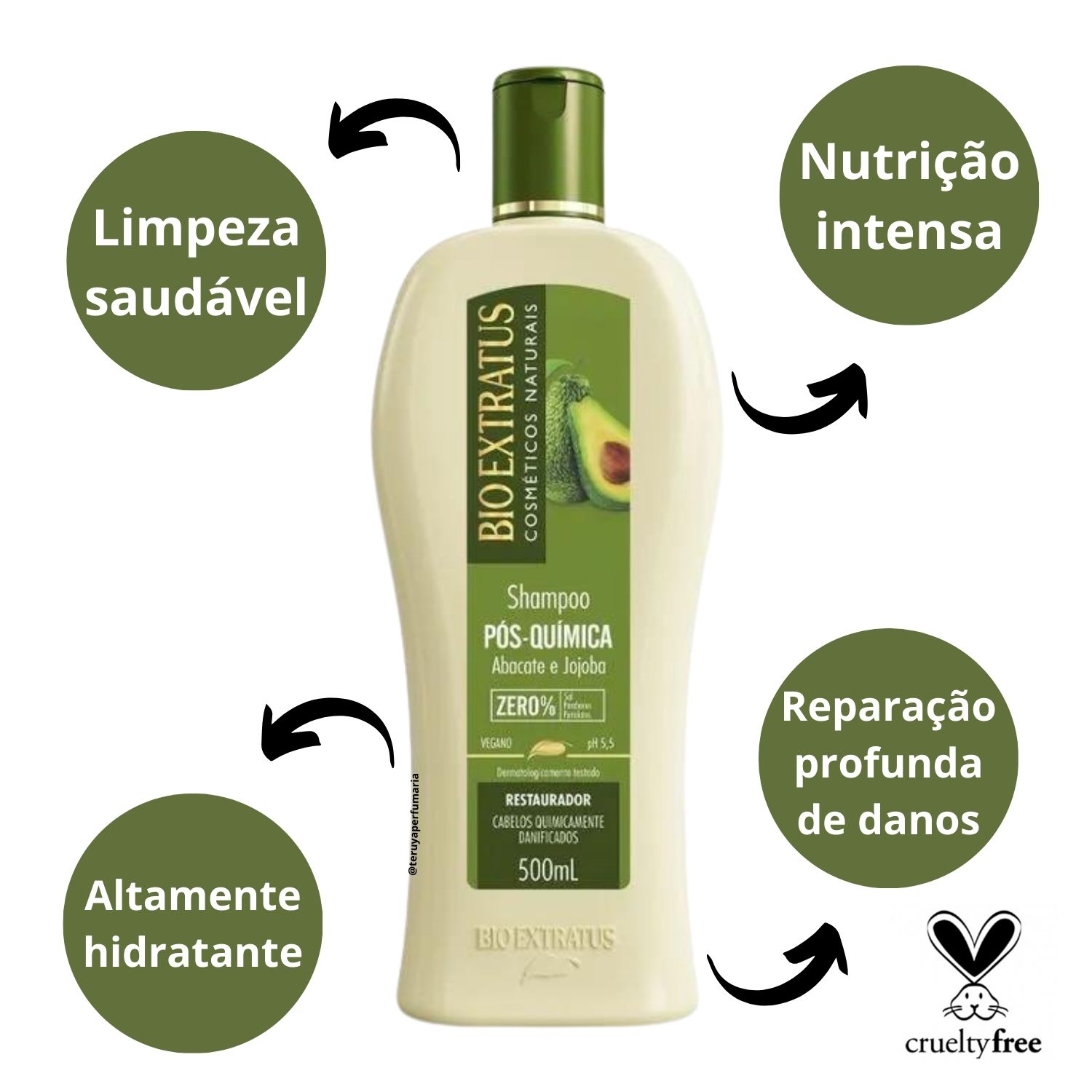 Shampoo Bio Extratus Pós Quimica Abacate e Jojoba 500ml - Teruya ...