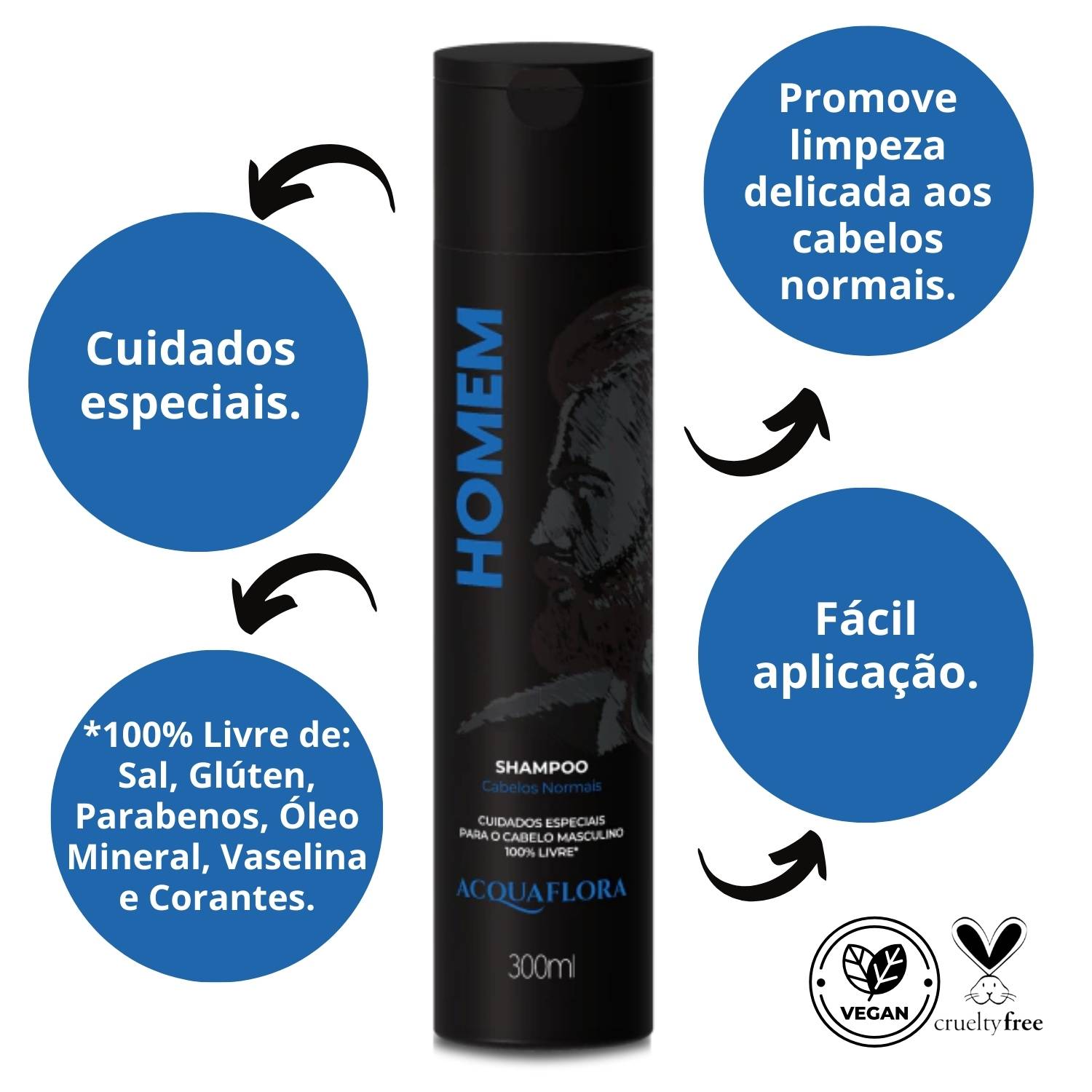 Kit Acquaflora Homem: 4 Shampoo Cabelos Normais 300ml - Teruya ...