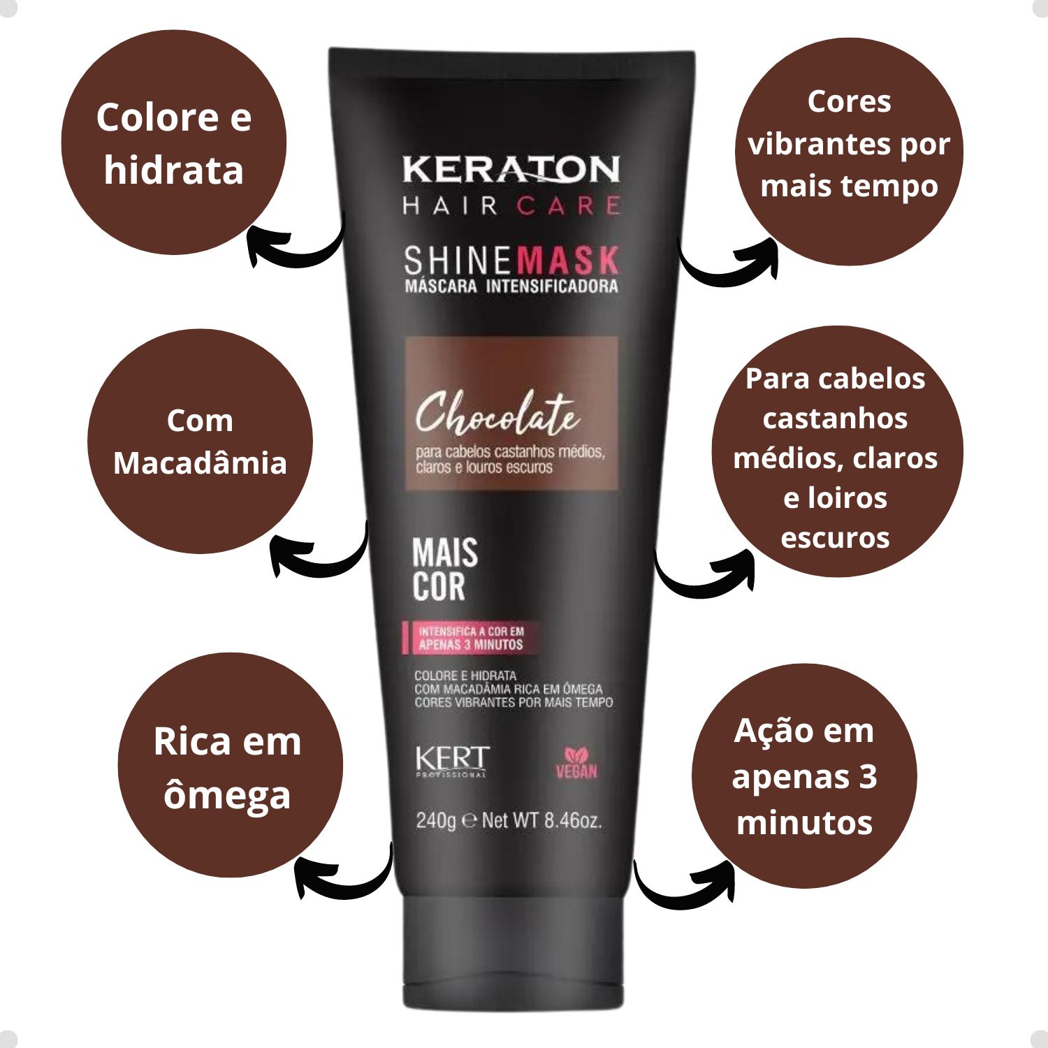 Máscara Intensificadora Keraton Kert Shine Mask Chocolate 240g - Teruya ...