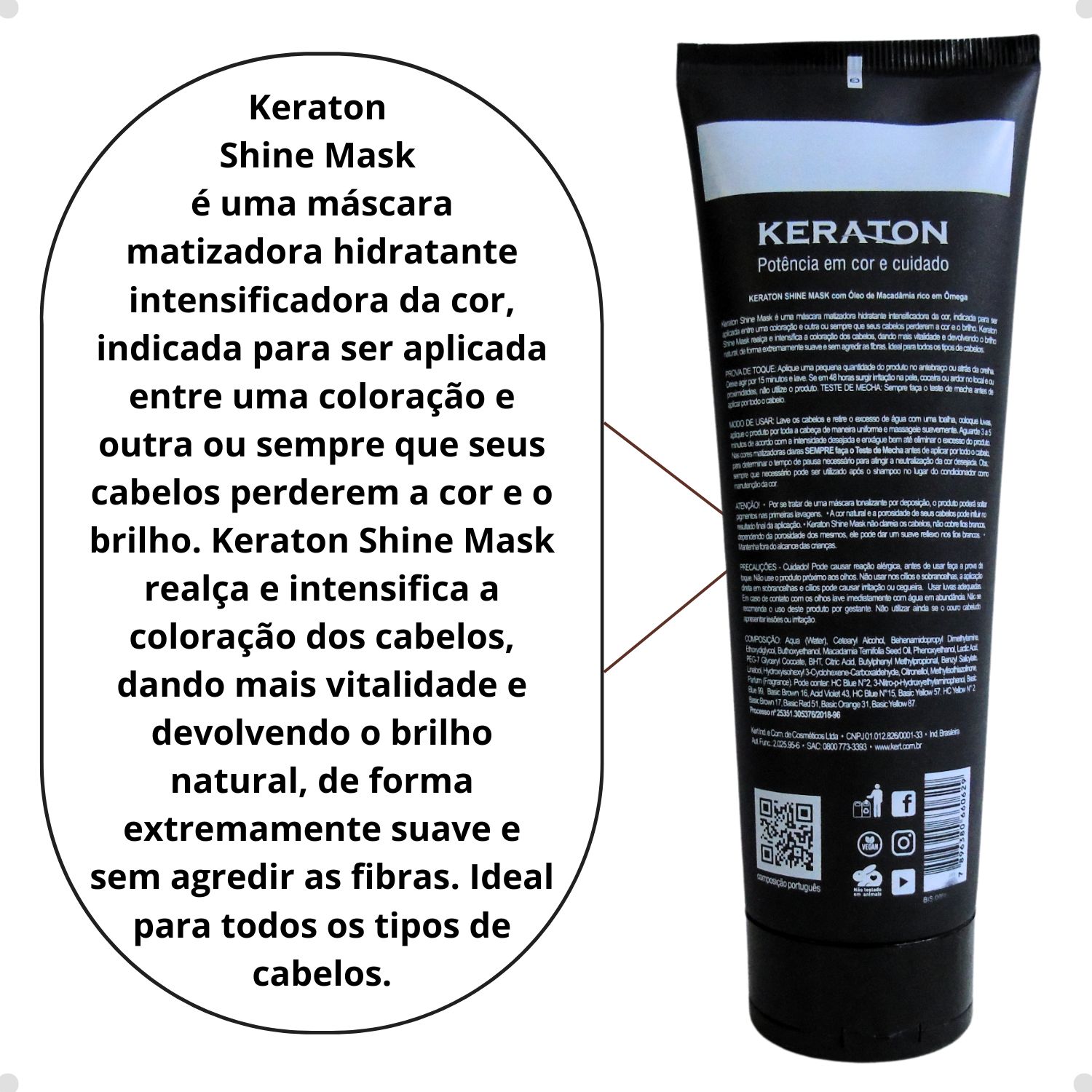 Máscara Intensificadora Keraton Kert Shine Mask Chocolate 240g - Teruya ...