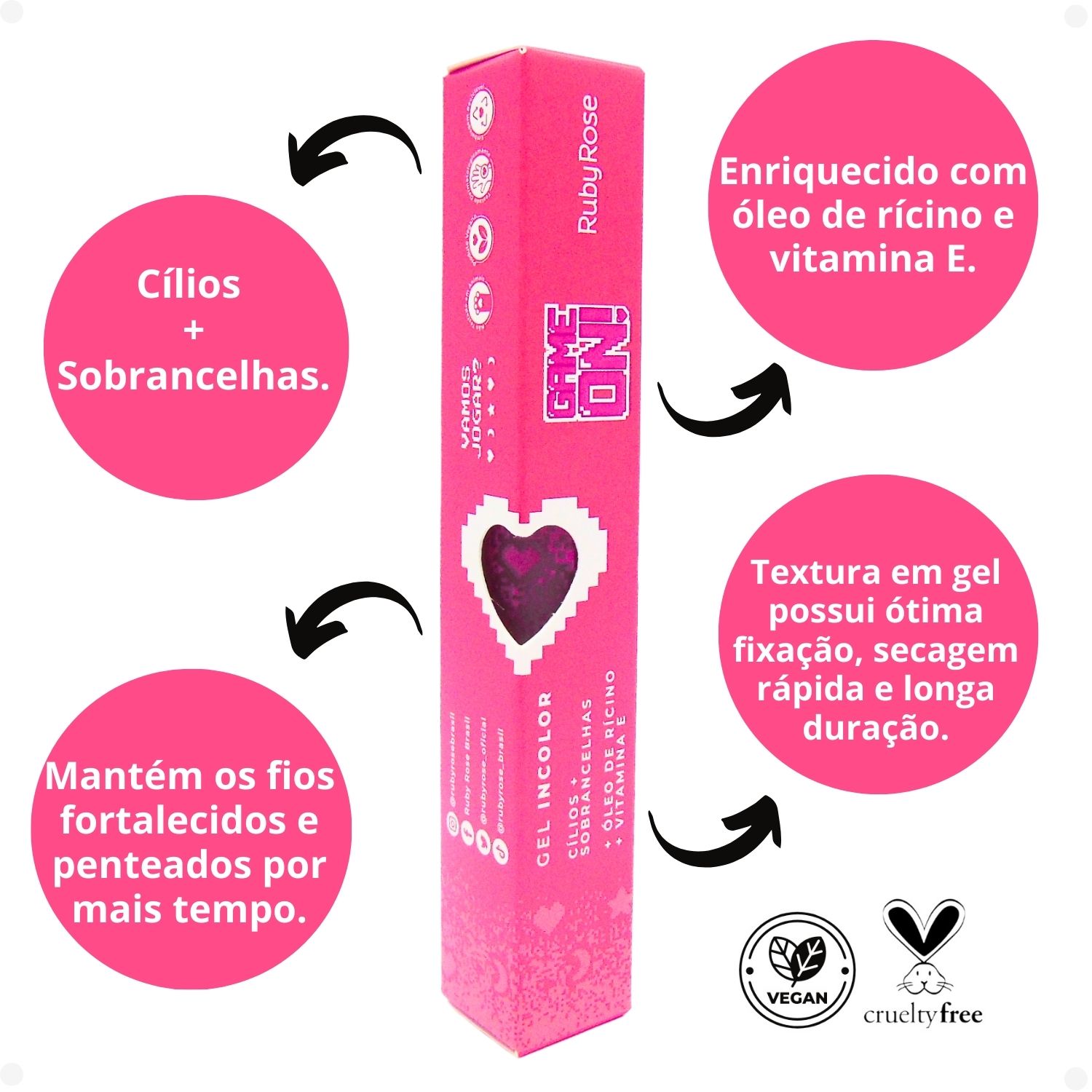 Gel Incolor Ruby Rose Game On! Cílios + Sobrancelha - Teruya ...