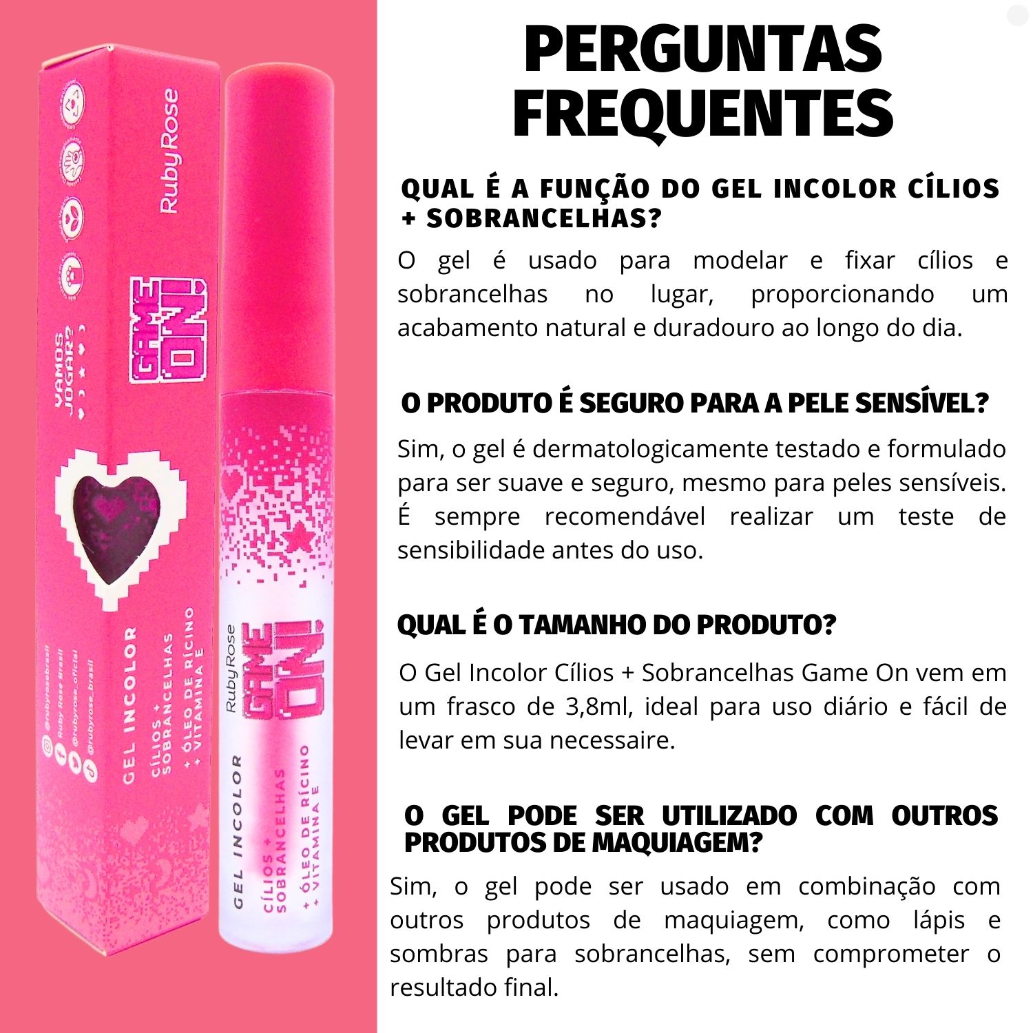 Gel Incolor Ruby Rose Game On! Cílios + Sobrancelha - Teruya ...