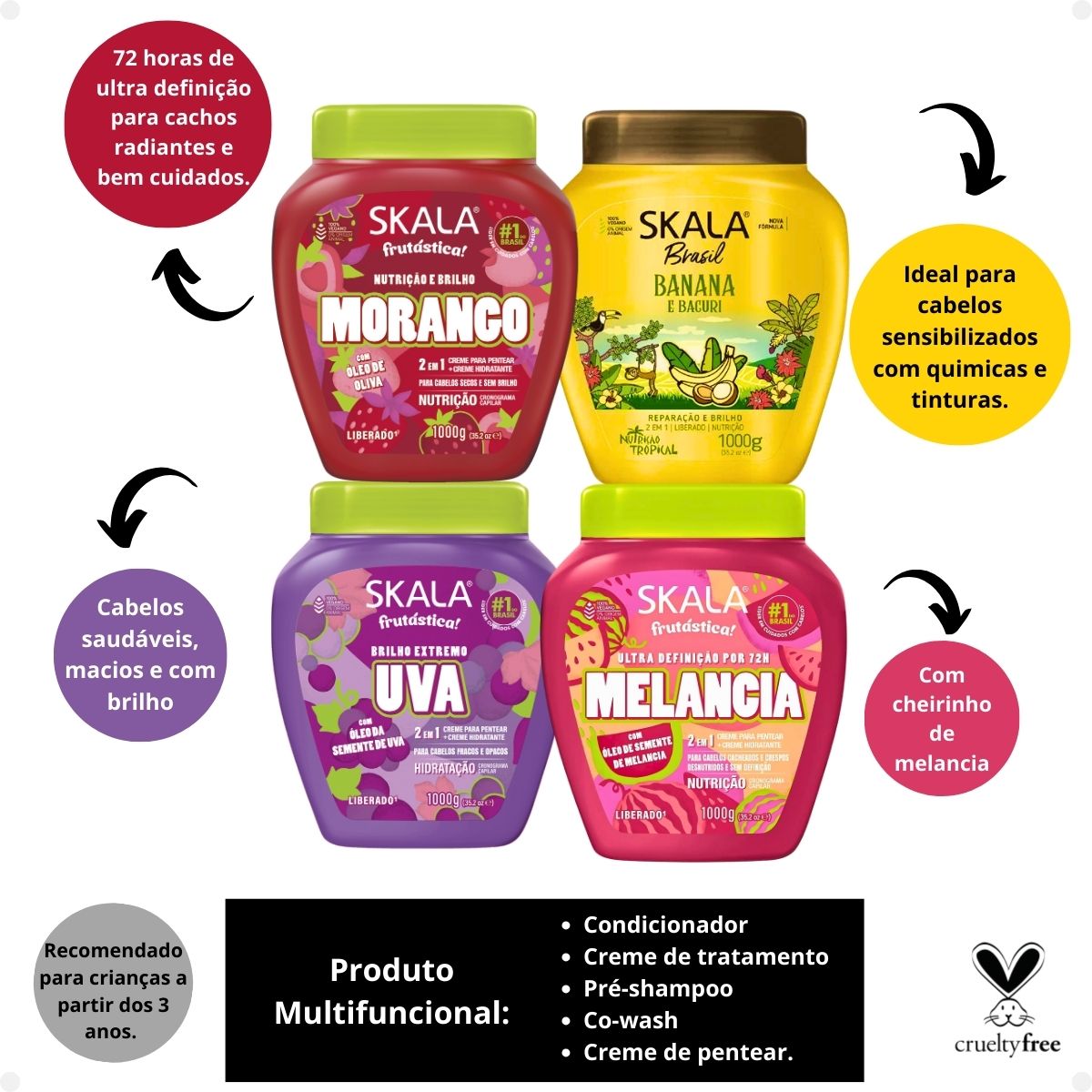 Kit Máscara Skala: Banana, Melancia, Morango E Uva 1000g - Teruya ...