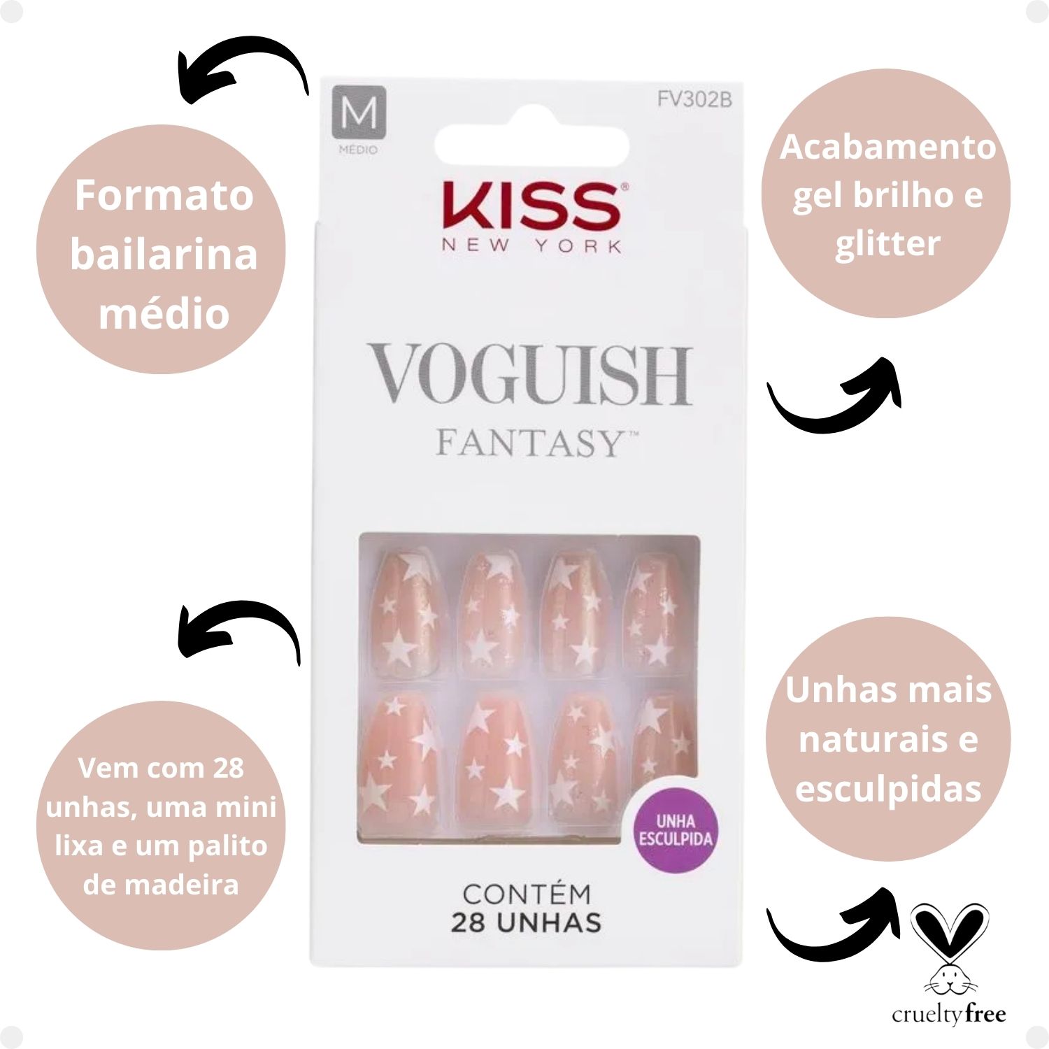 Unhas Postiças Média Kiss Ny Voguish Fantasy In The Stars Fv302b ...