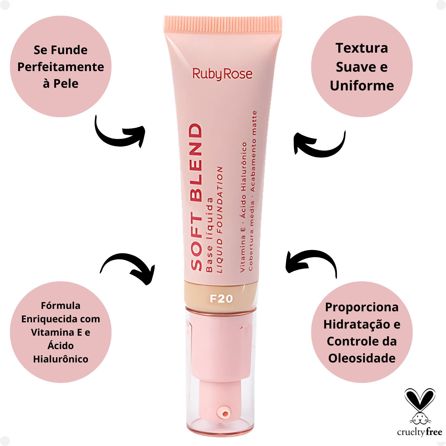 Base Líquida Ruby Rose Soft Blend F20 Média Cobertura 30g Hb-M301-2 ...