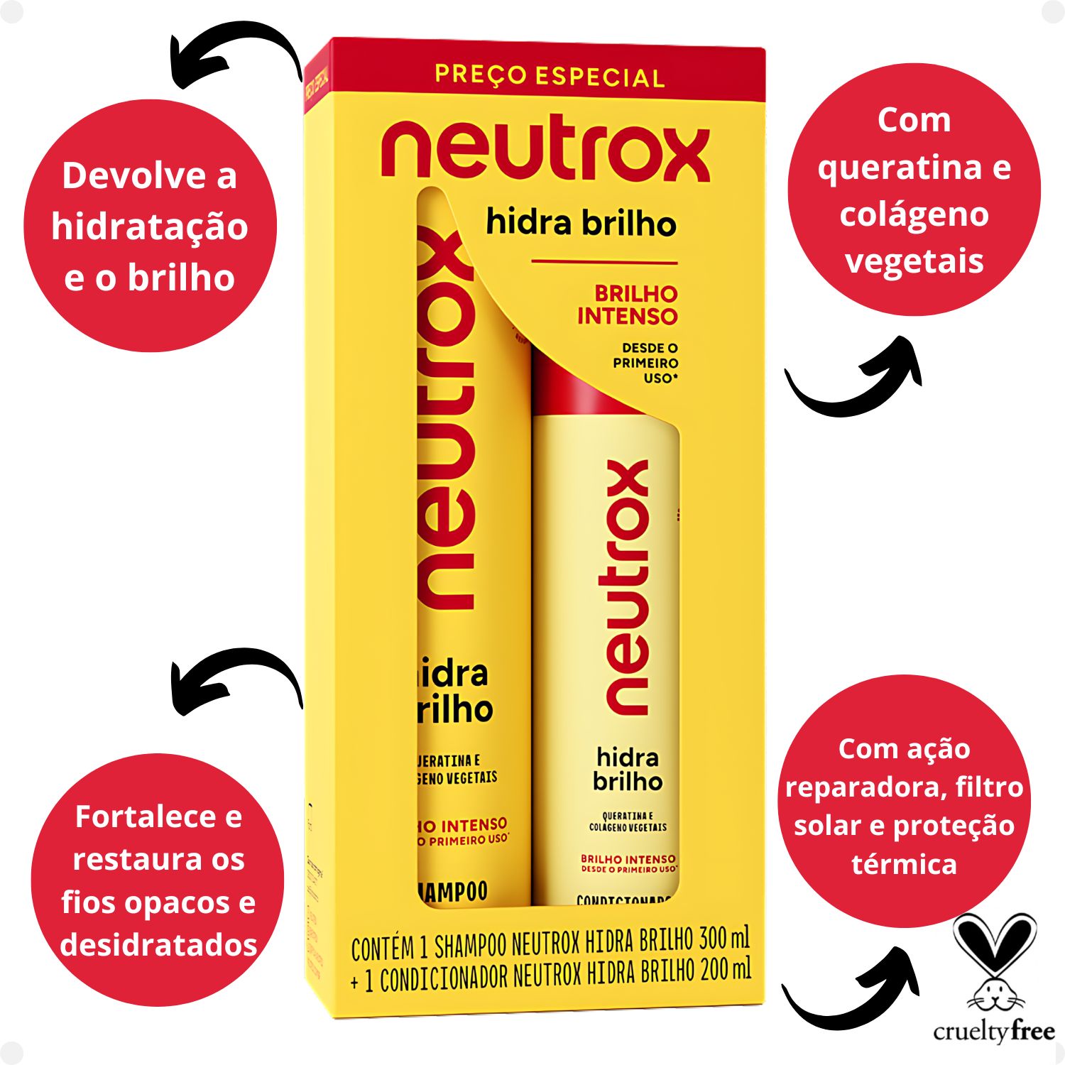 Kit Neutrox Hidra Brilho: Shampoo 300ml e Condicionador 200ml - Teruya ...