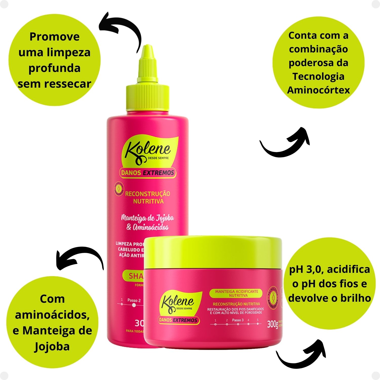 Kit Kolene Danos Extremos Reconstrução Nutritiva: Shampoo e Manteiga ...