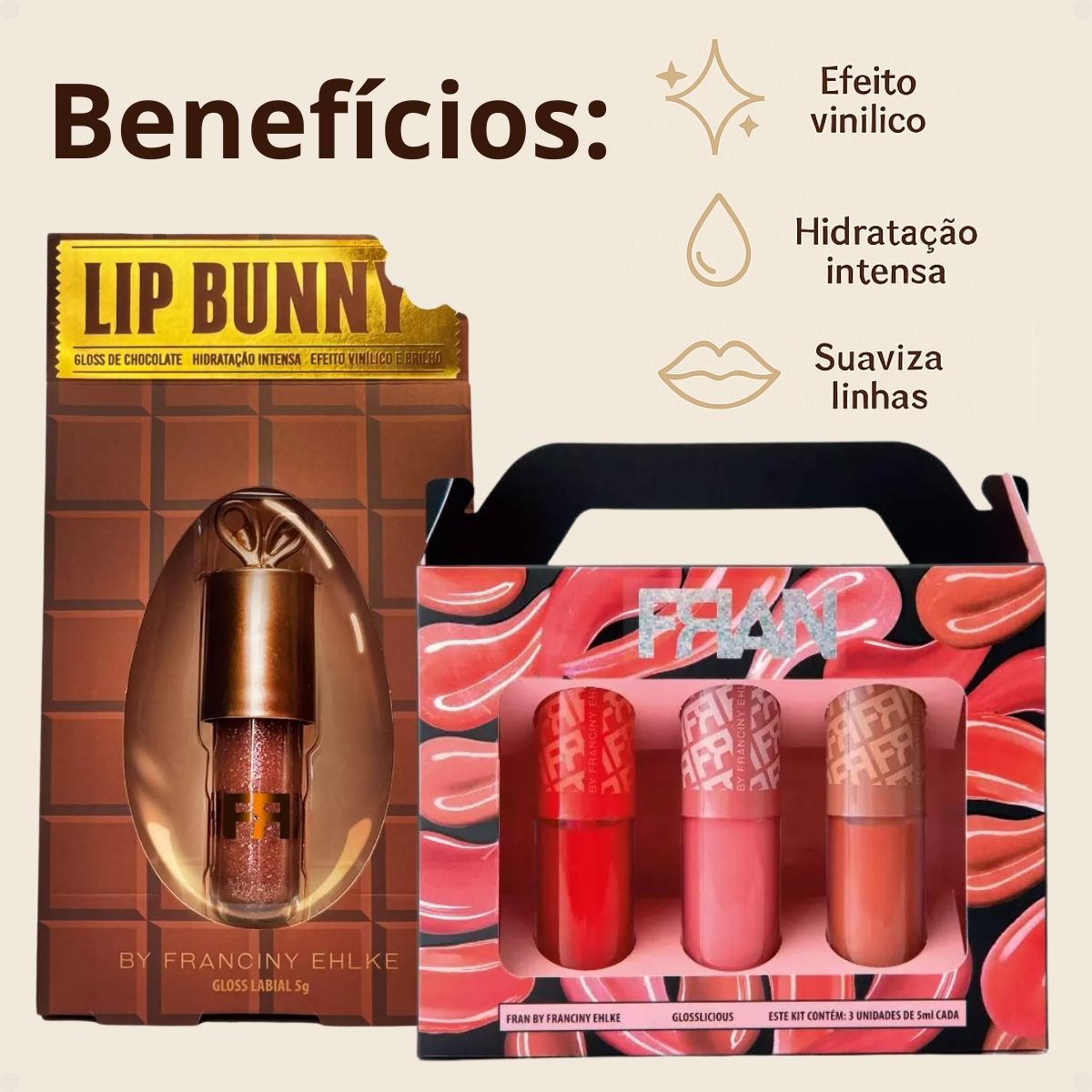Kit Franciny Ehlke: Lip Bunny Chocolate + Glosslicious Cherry, Juicy e Cookie - Teruya ...