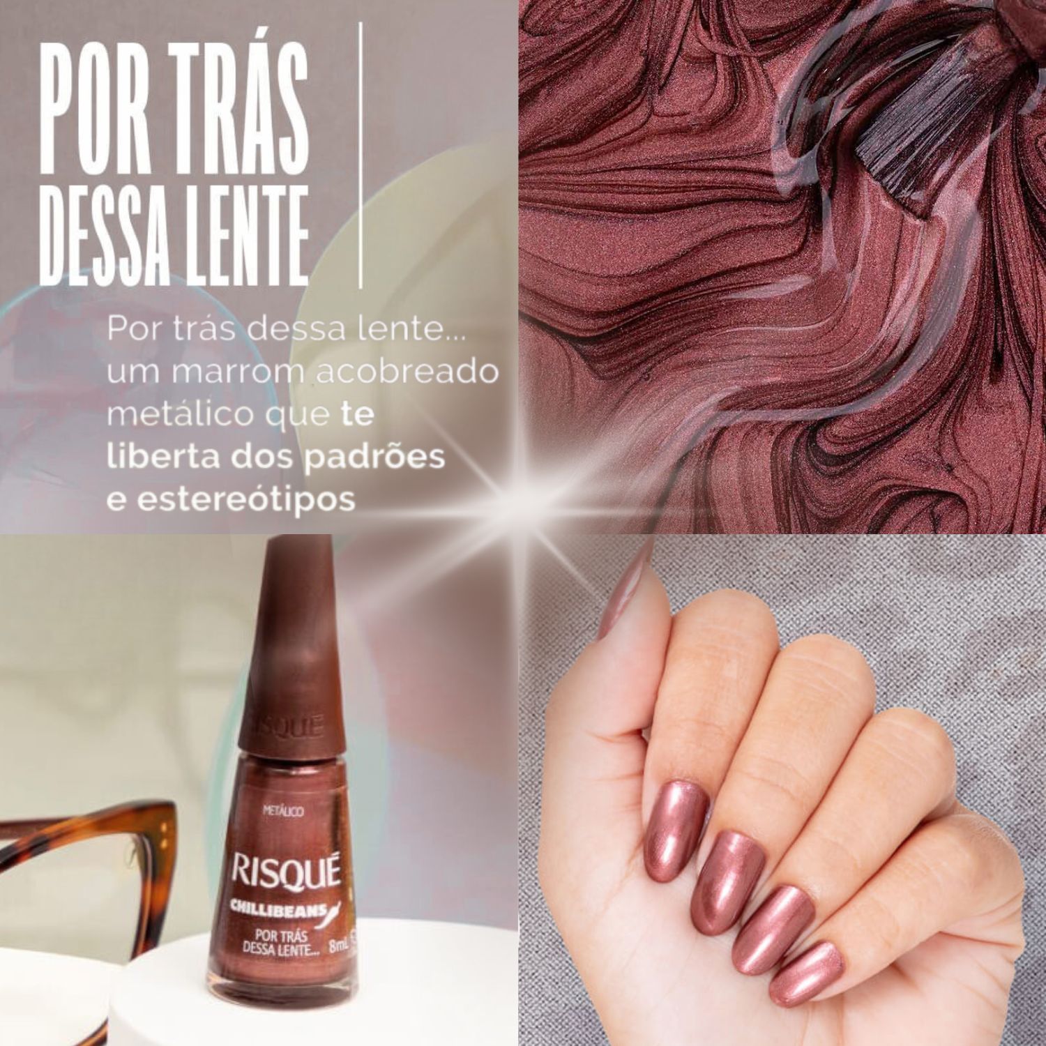 Esmalte Metálico Risqué Chilli Beans Por Trás Dessa Lente... 8ml ...