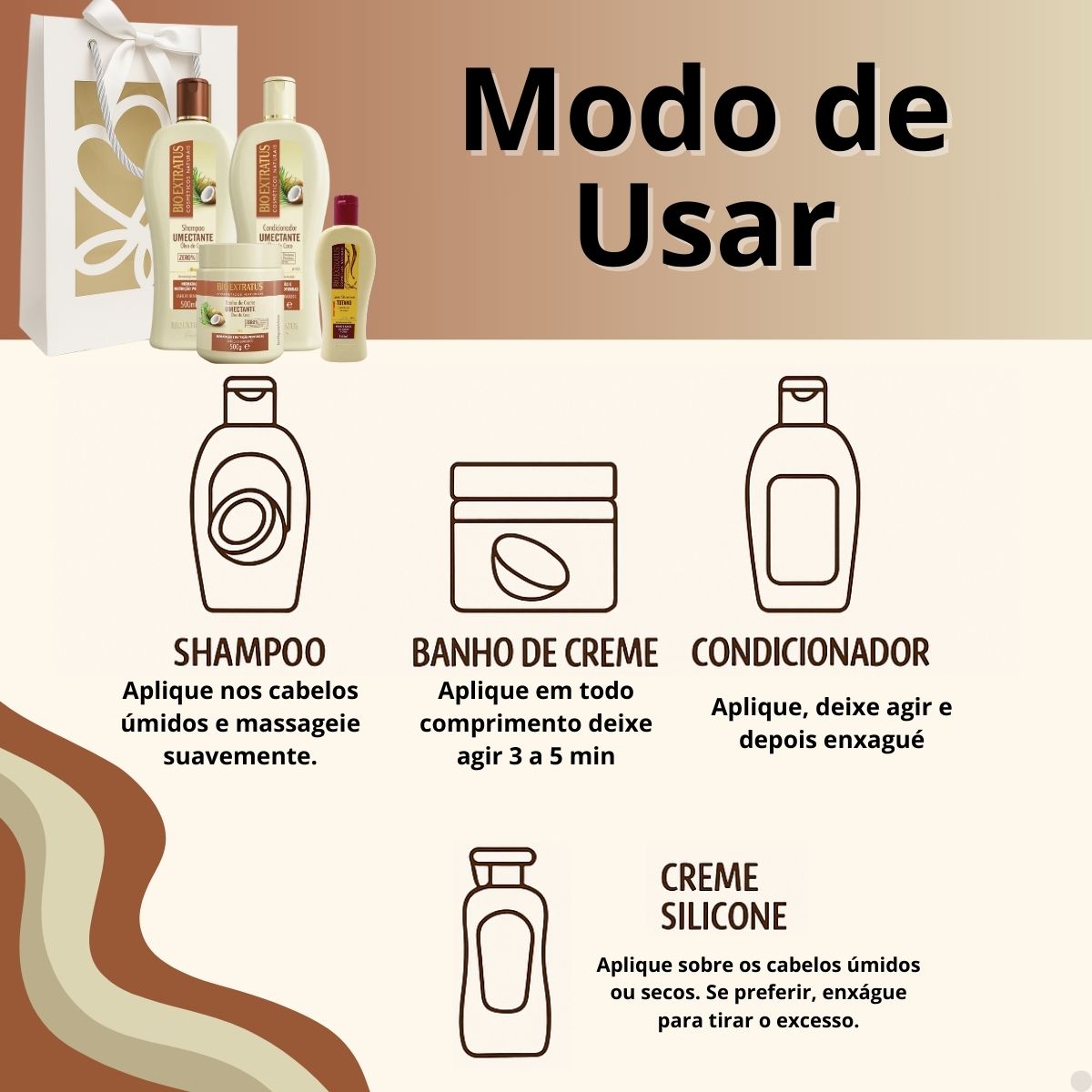 Kit Presente Bio Extratus Umectante Coco: Shampoo, Condicionador 500ml ...