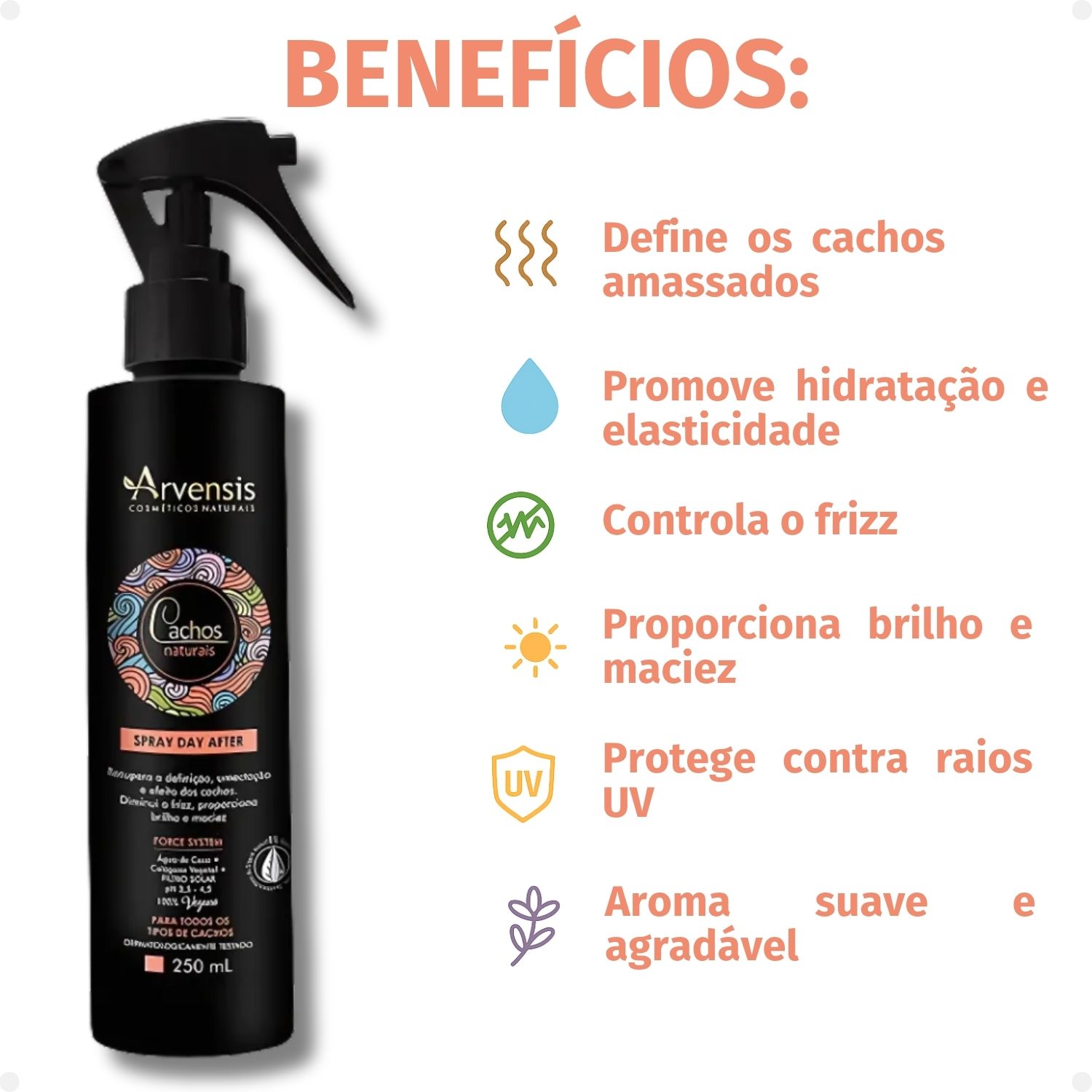 Spray Day After Arvensis Cachos Naturais Todos Os Tipos De Cachos 250ml ...