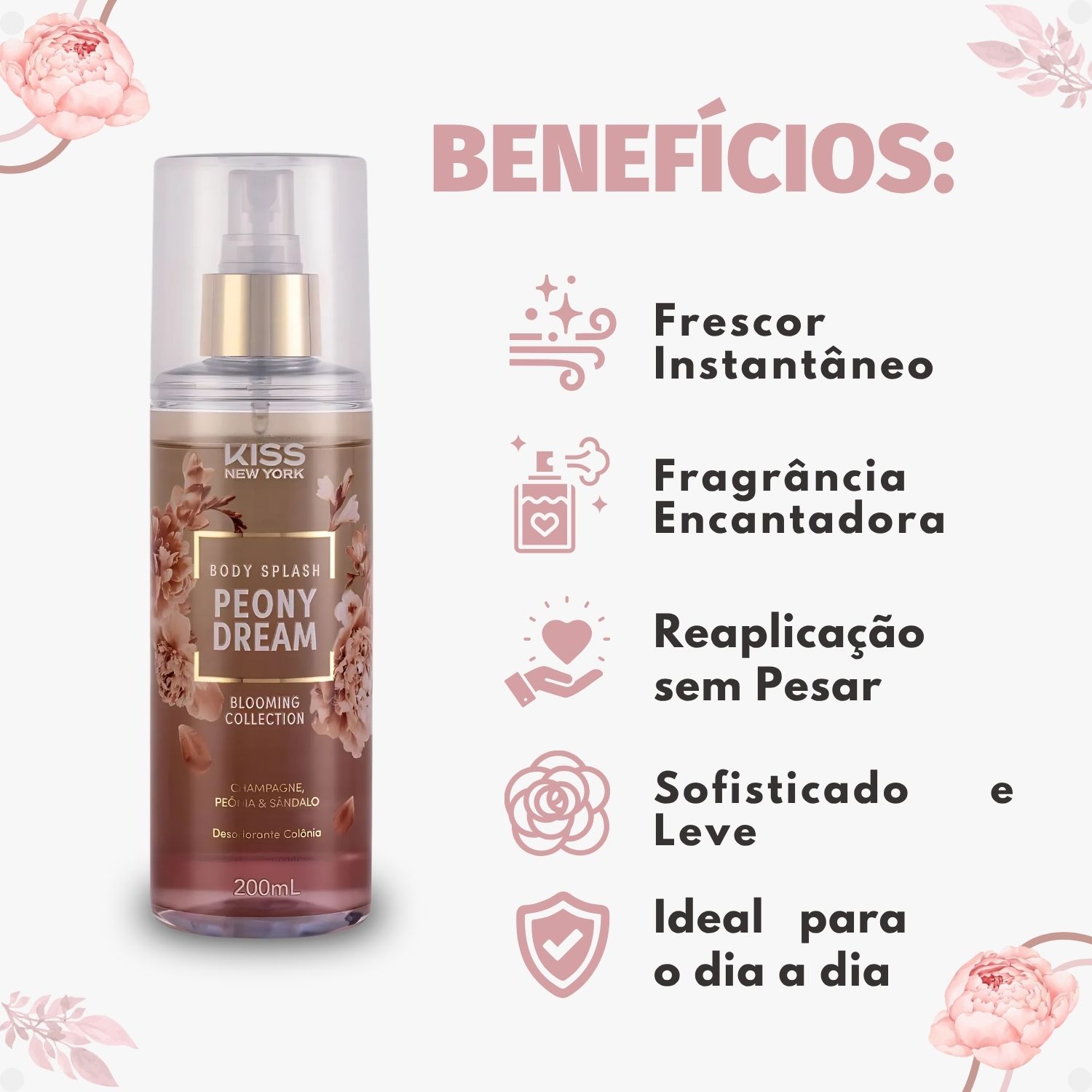Body Splash Kiss New York Blooming Collection Peony Dream 200ml ...