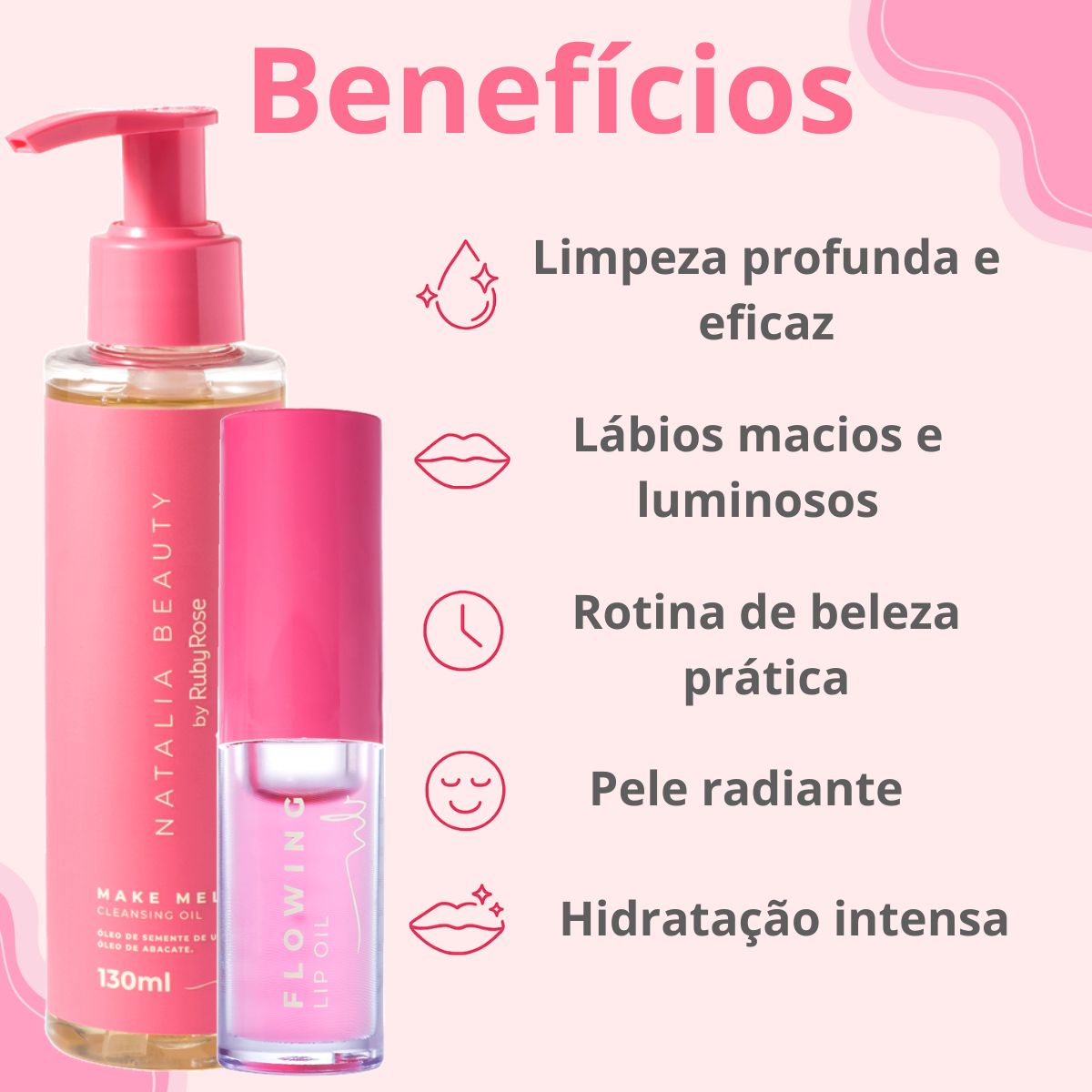 Kit Ruby Rose Natalia Beauty: Cleansing Oil e Lip Oil - Teruya ...
