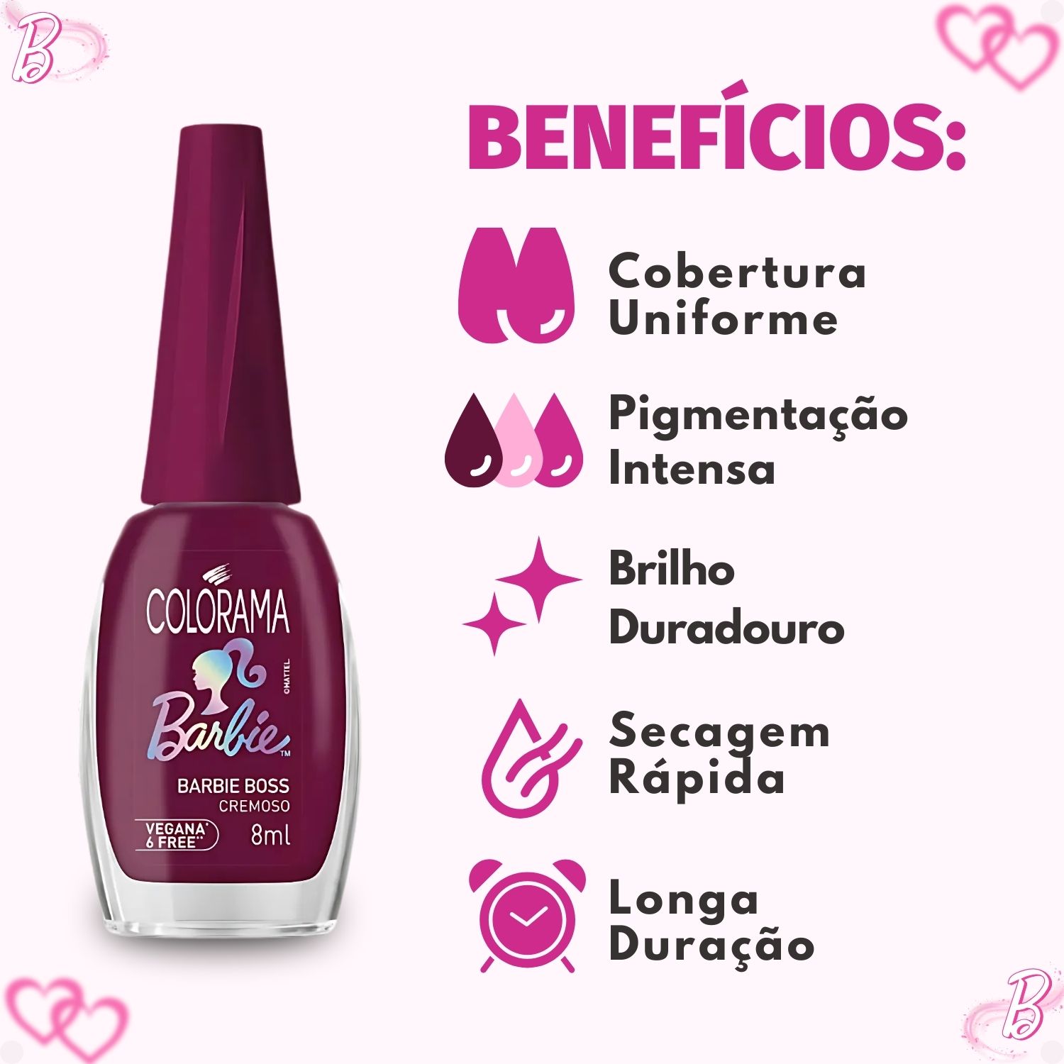Esmalte Cremoso Colorama Barbie cor Barbie Boss 8ml - Teruya ...