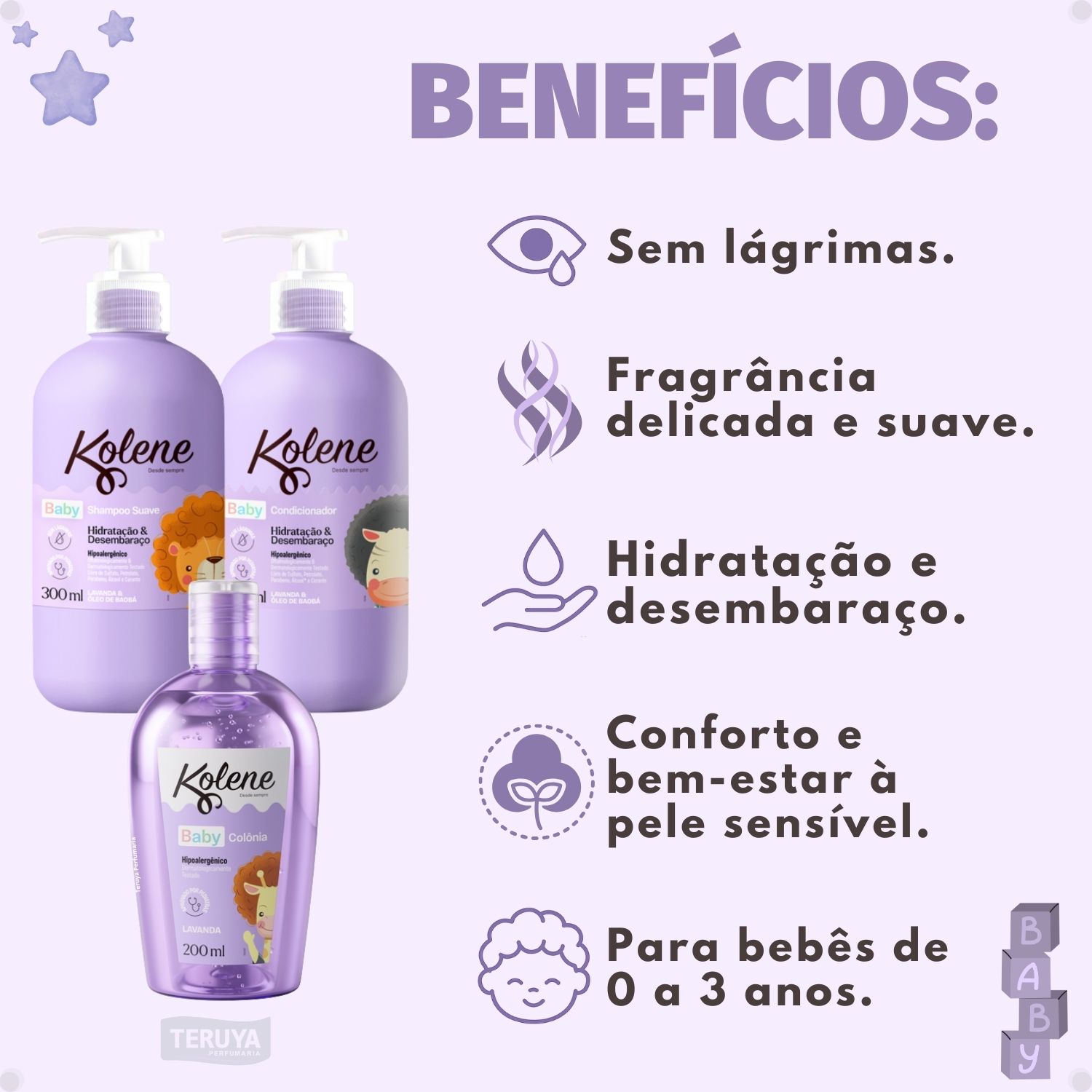 Kit Kolene Baby: Shampoo, Condicionador e Água Colônia - Teruya ...