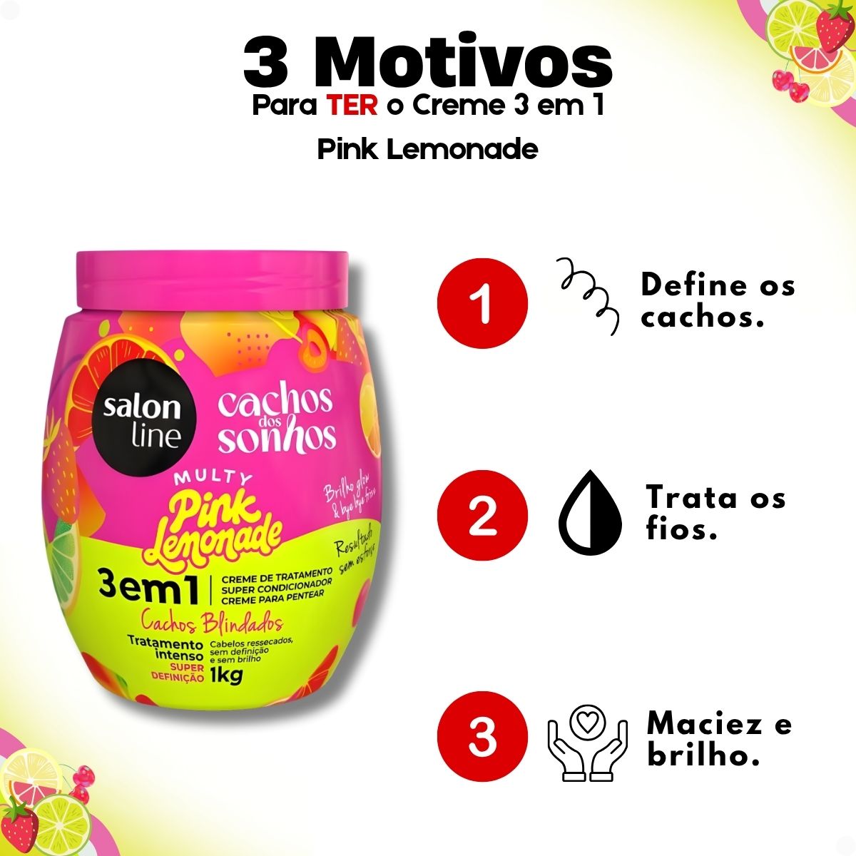 Creme De Tratamento 3 Em 1 Salon Line Pink Limonade Cachos Dos Sonhos ...