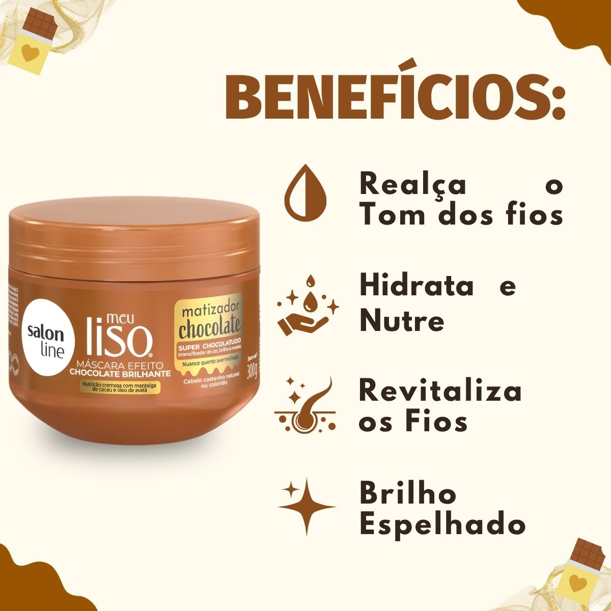 Máscara Matizadora Chocolate Salon Line Meu Liso Cabelos Castanhos ...