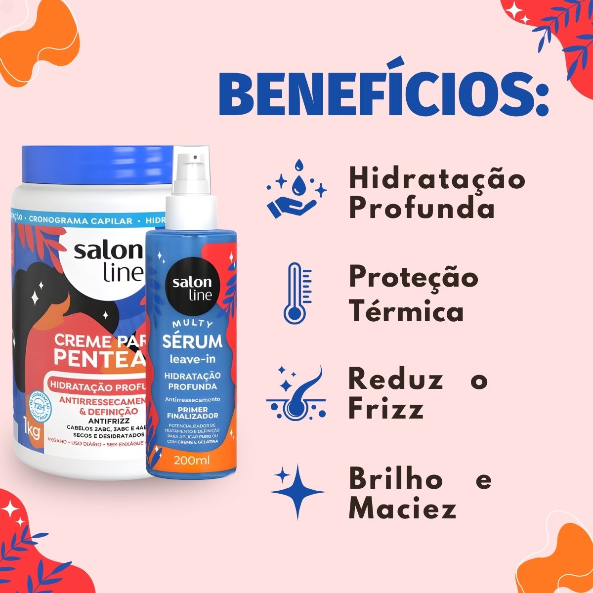 Kit Salon Line Hidratação Profunda: Creme Para Pentear 1kg e Sérum ...