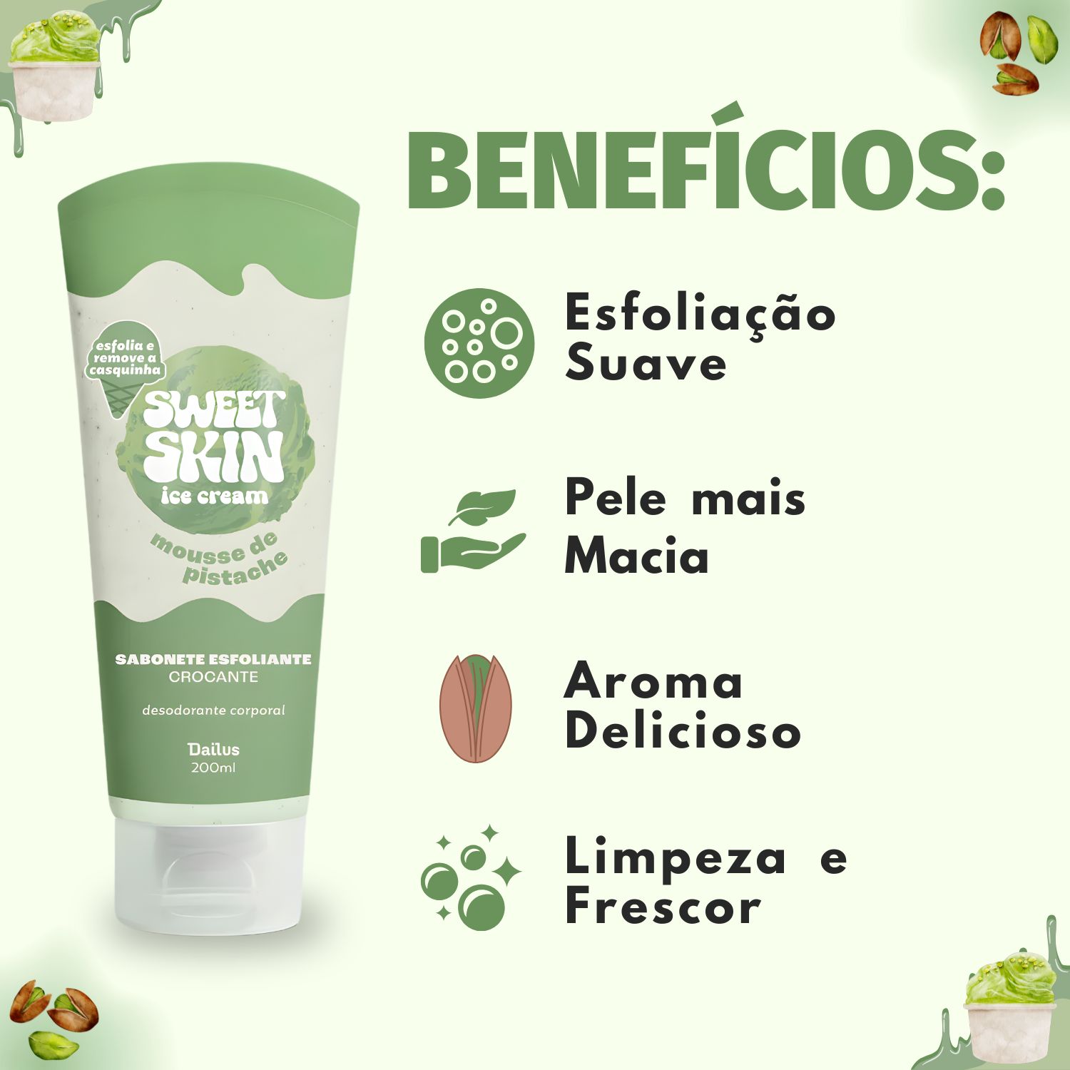 Sabonete Esfoliante Crocante Dailus Sweet Skin Ice Cream Mousse De ...