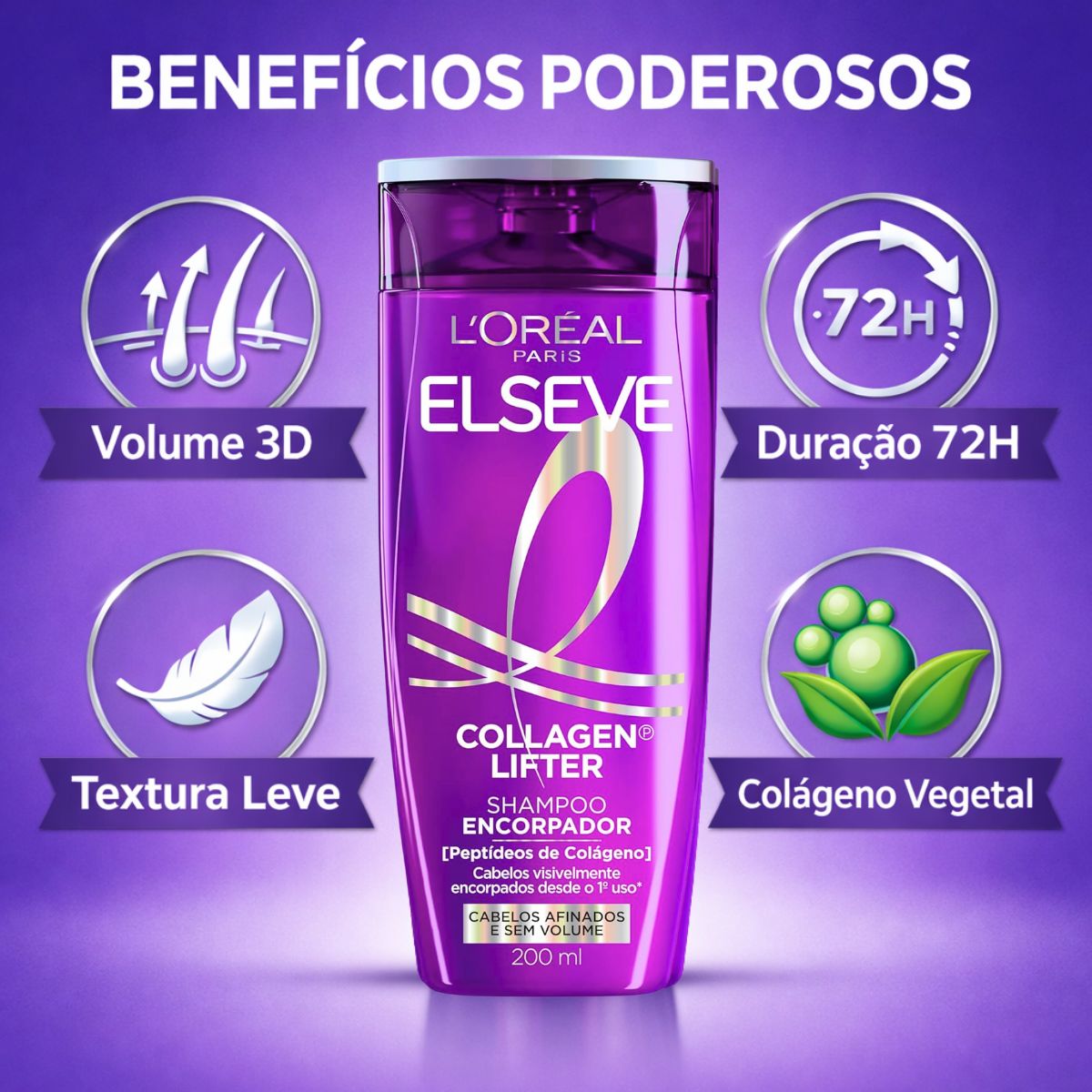 Shampoo Encorpador Elseve Collagen Lifter 200ml - Shampoo Elseve ...