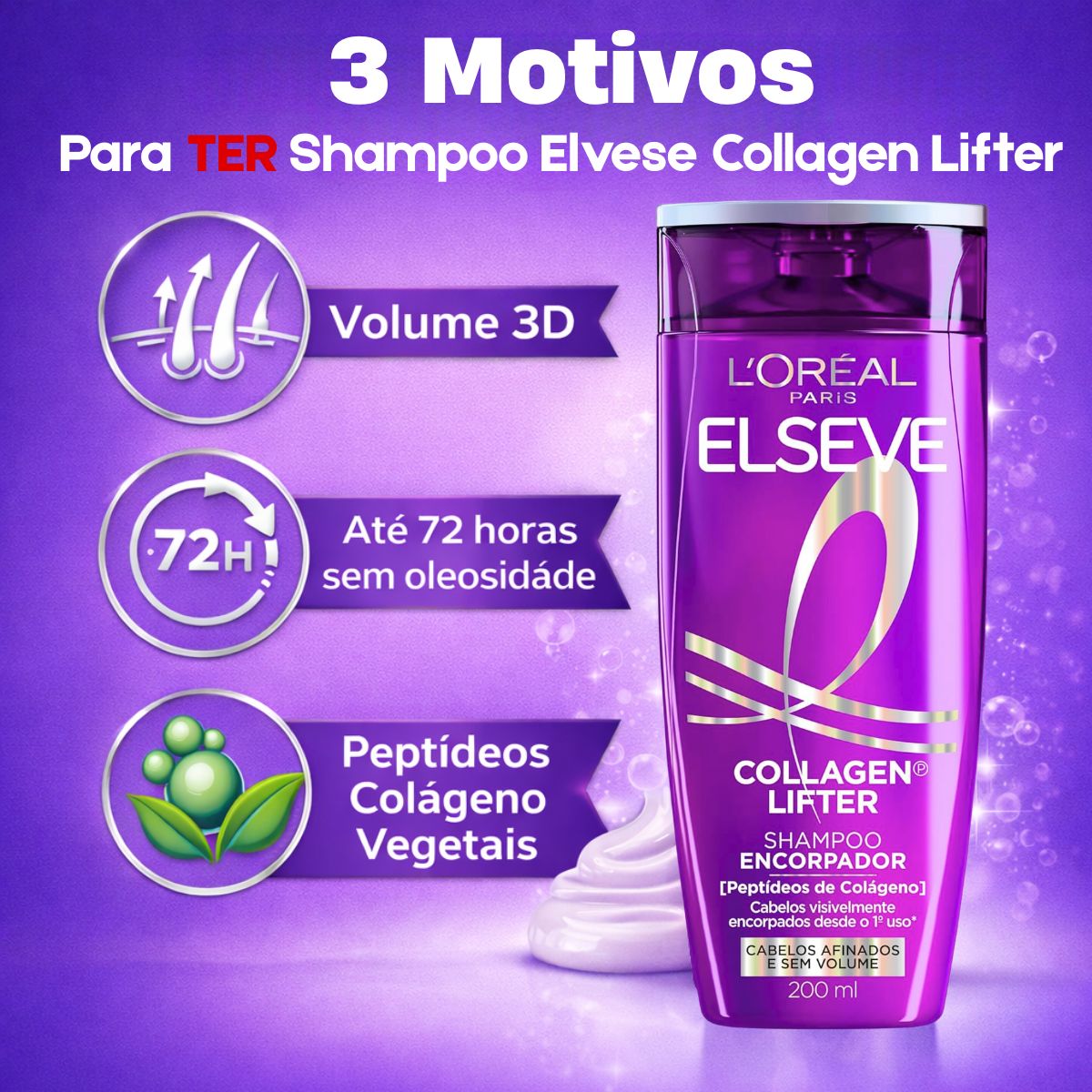 Shampoo Encorpador Elseve Collagen Lifter 200ml - Shampoo Elseve ...