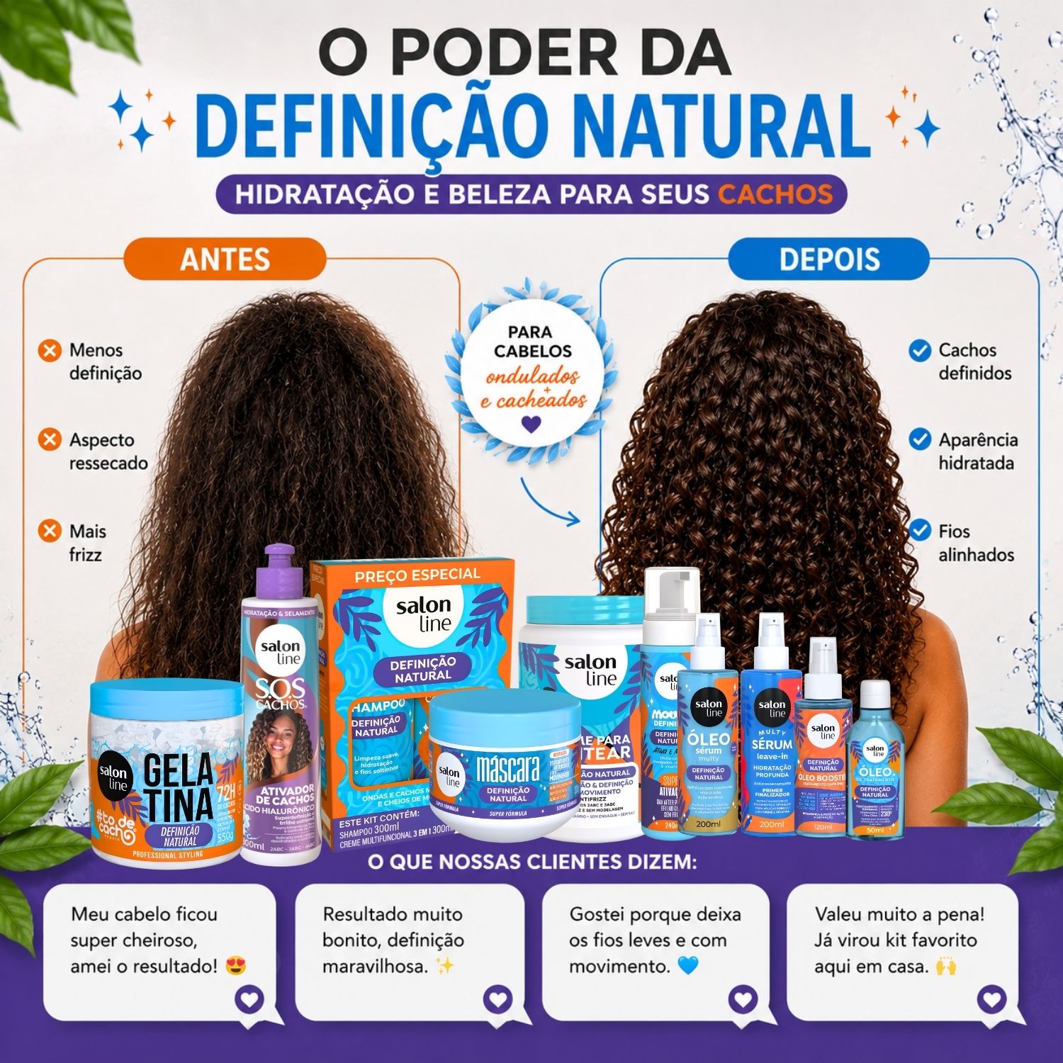 Kit Salon Line Definição Natural Completo: Creme Para Pentear 1kg ...