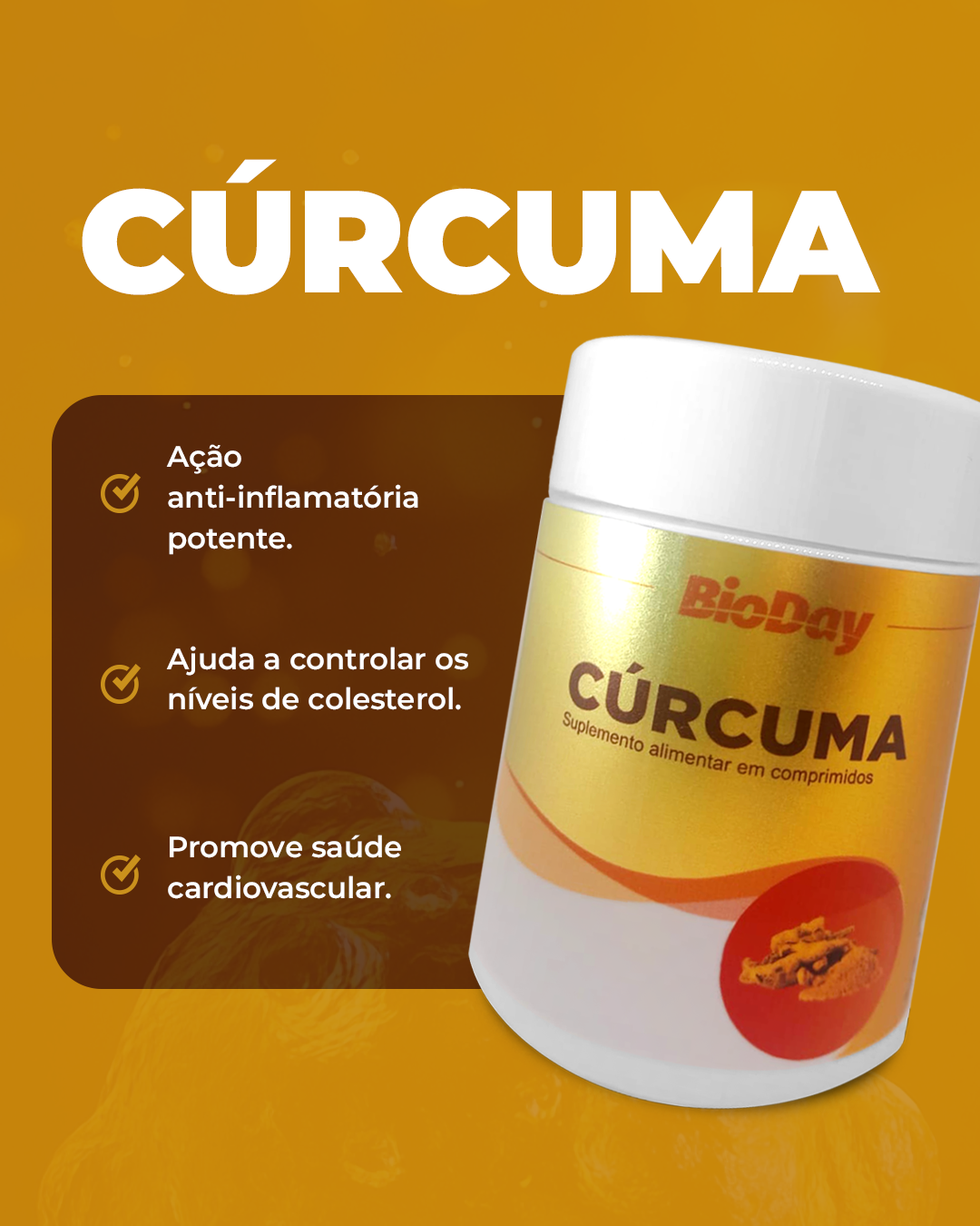Cúrcuma Longa - Frasco 30 Comp. kit com 3 frasco. - BioDay