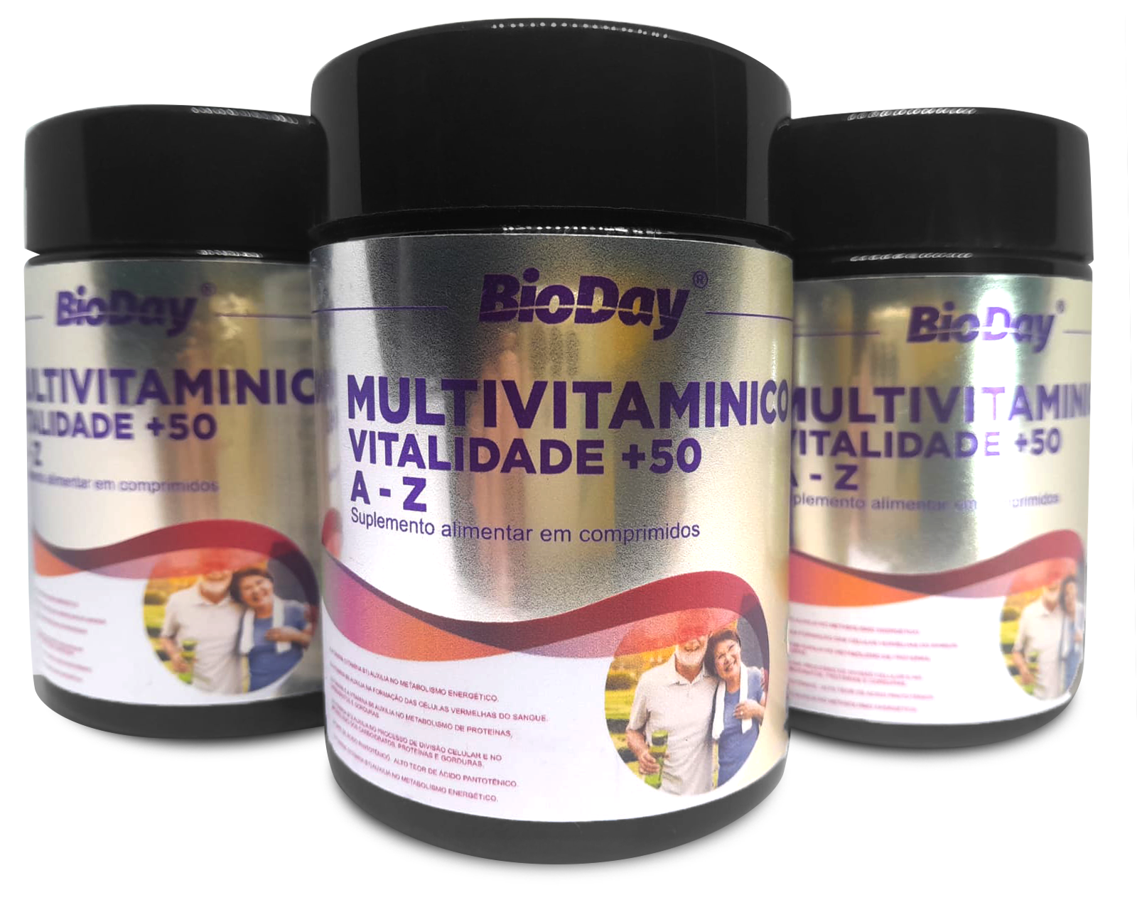 Multivitamínico +50 - Frasco 60 Comp. kit com 3 frasco. - BioDay