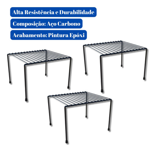 Kit Conjunto Organizador Armário Cozinha 3 Peças Prateleira Elegance ...
