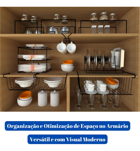 Kit Conjunto Organizador Armário Cozinha 3 Peças Prateleira Elegance ...