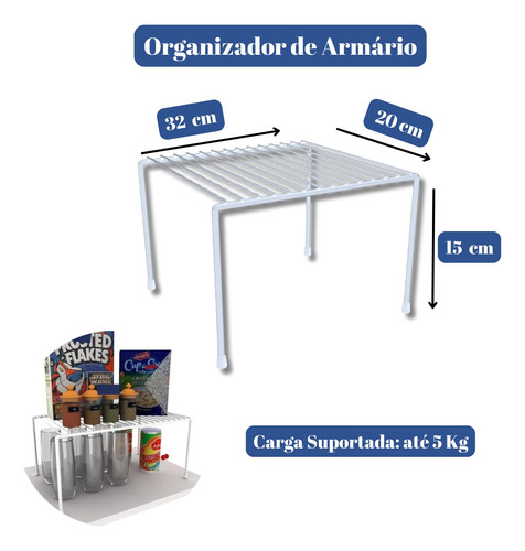 Kit Conjunto Organizador Armário Cozinha 6 Peças Prateleira Essence ...