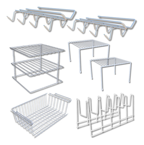 Kit Conjunto Organizador Armário Cozinha 7 Peças Prateleira Essence ...