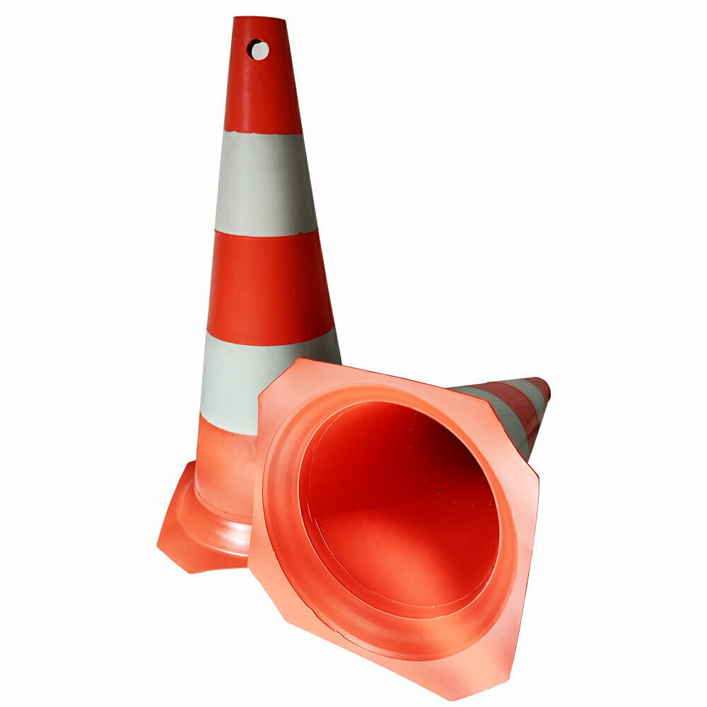 Cone de sinalização rígido laranja e branco 75 cm - Sinal Center ...