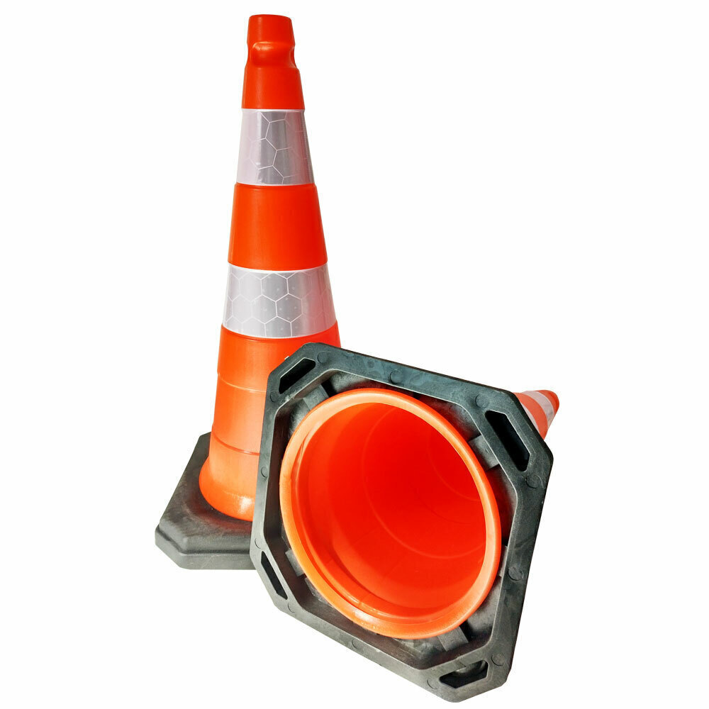 Cone para sinalização de obras com base de borracha 75 cm - Sinal ...