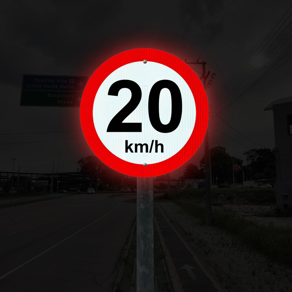 Placa de velocidade máxima permitida 20 km/h R-19 - Sinal Center ...