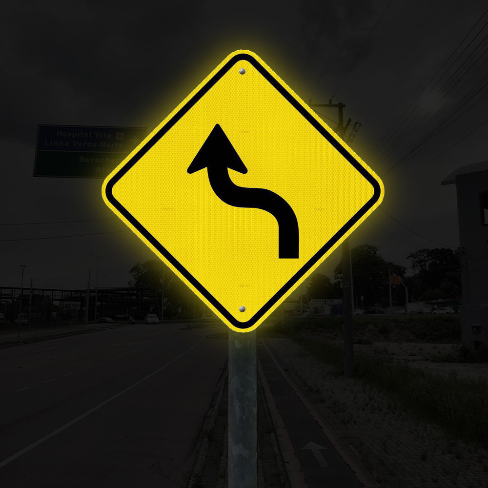 Placa curva em S à esquerda A-5a - Sinal Center - Empresa de Sinalização